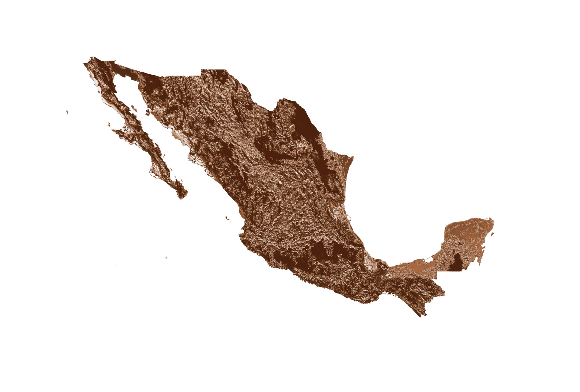 mapa de méxico en estilo antiguo, gráficos marrones en un estilo retro ...