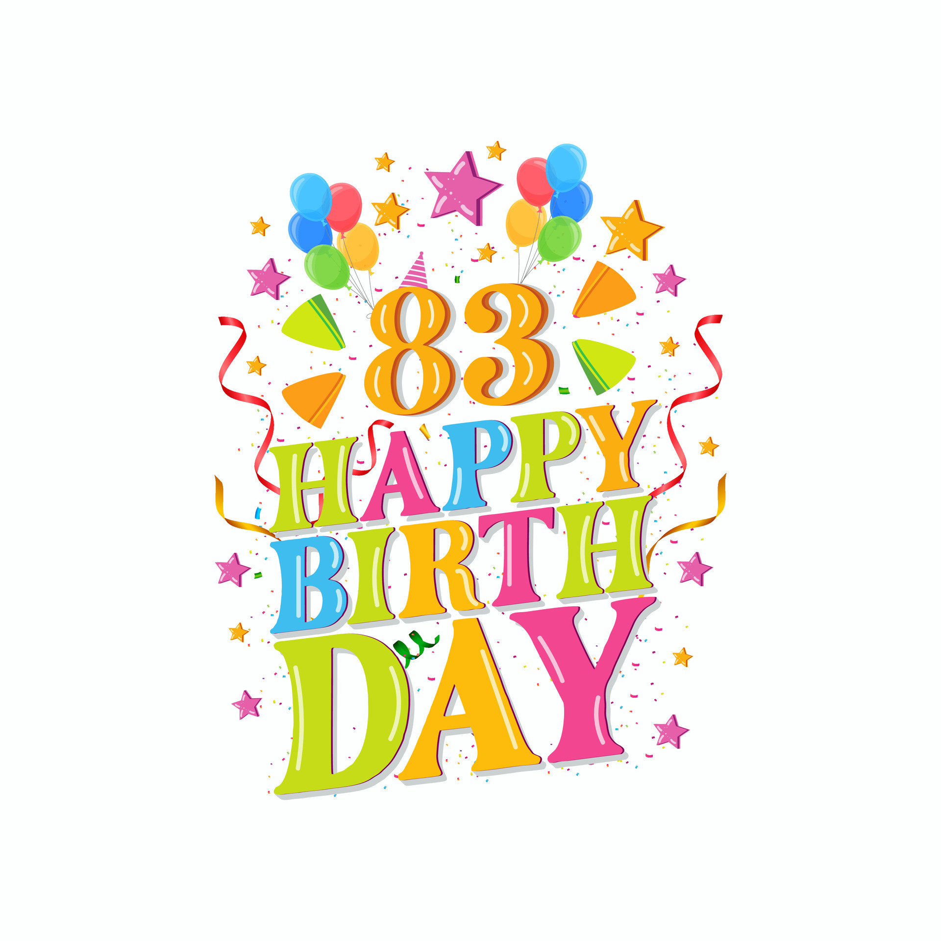 83 years happy birthday logo with balloons, vector illustration 83rd Birthday Celebration design ...