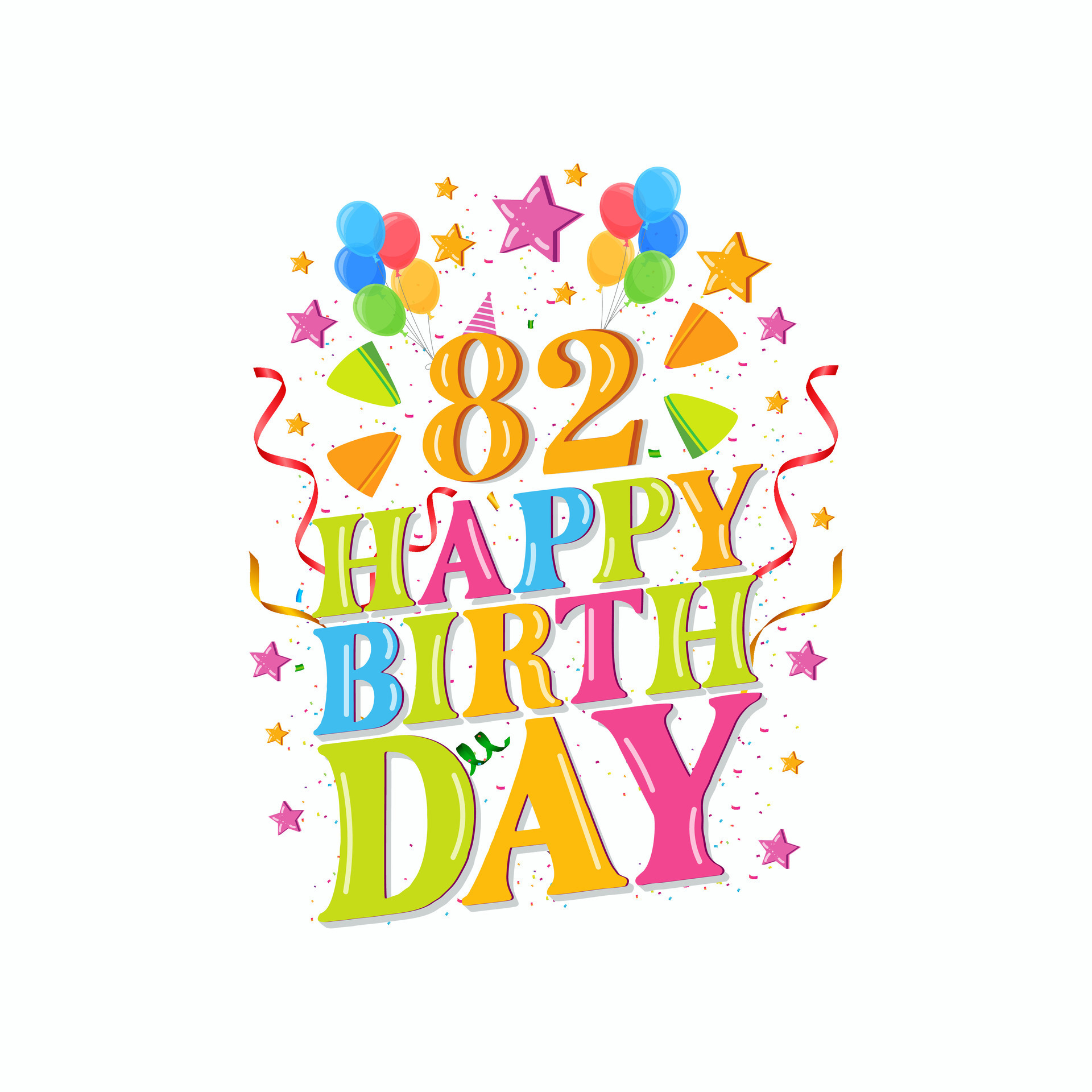82 years happy birthday logo with balloons, vector illustration 82nd ... 82 years happy birthday logo with balloons, vector illustration 82nd ...