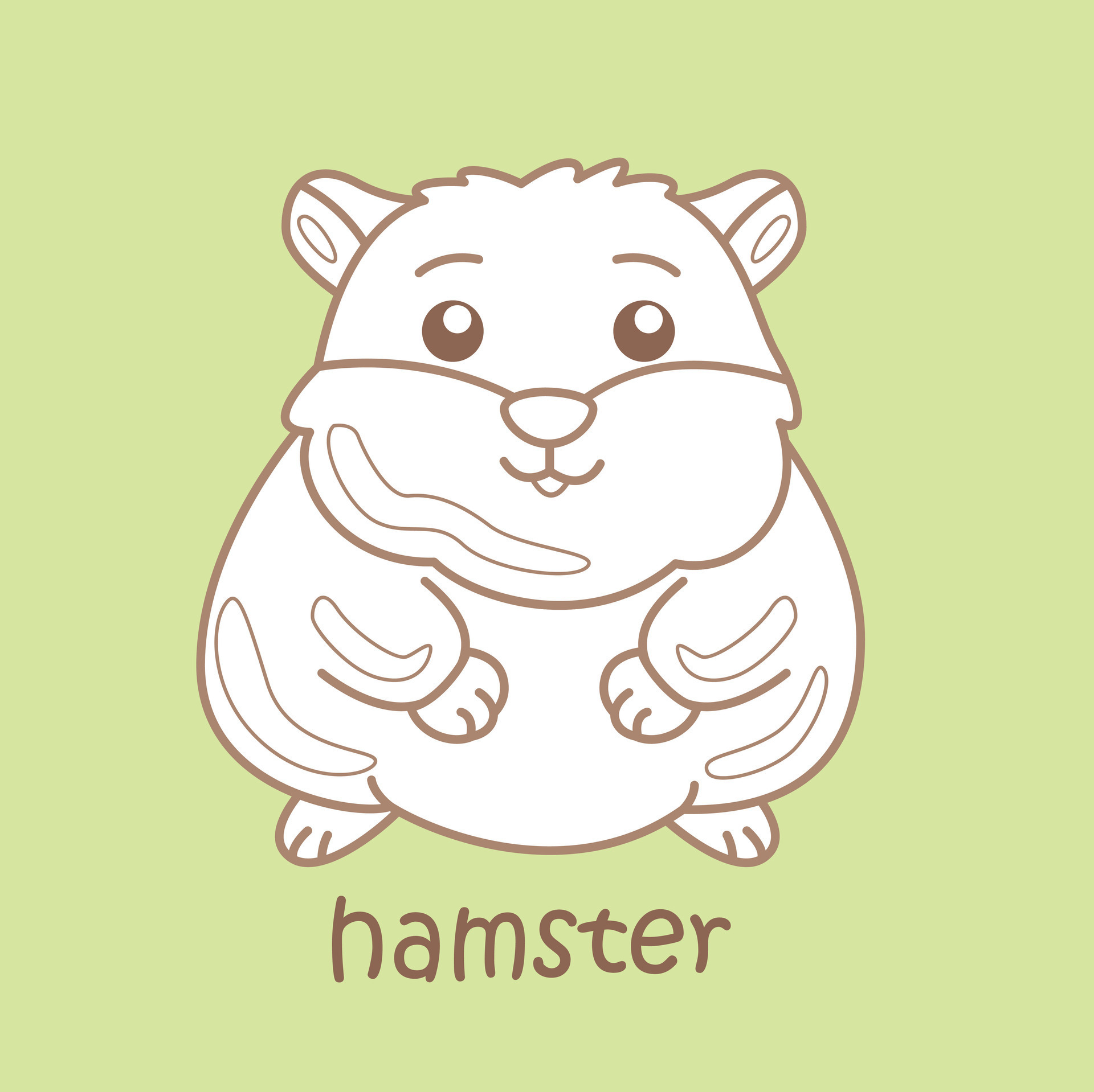 Alphabet H for Hamster Vocabulary School Lesson Cartoon Digital Stamp ...