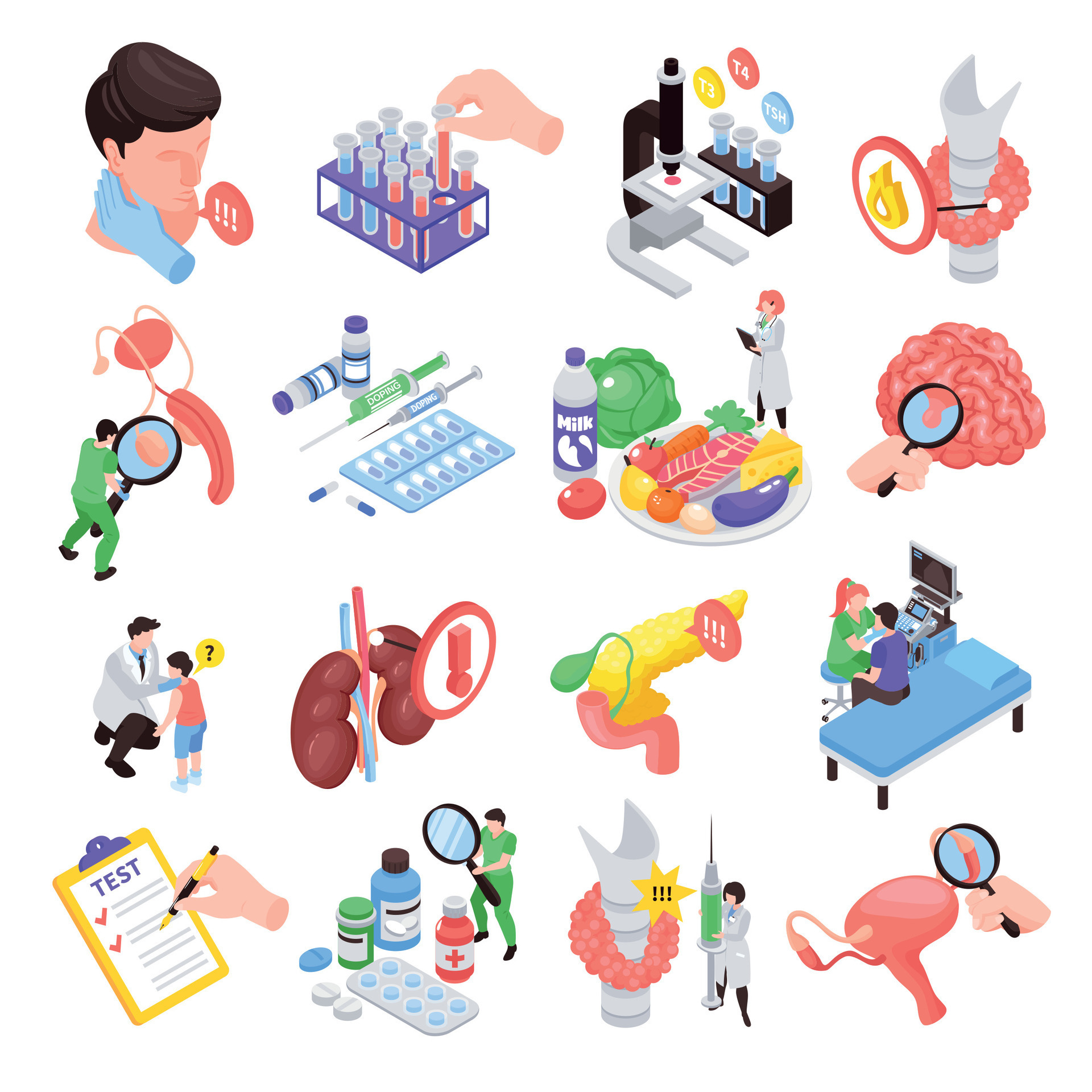 Isometric Endocrinologist Colored Icon Set 29183420 Vector Art At Vecteezy