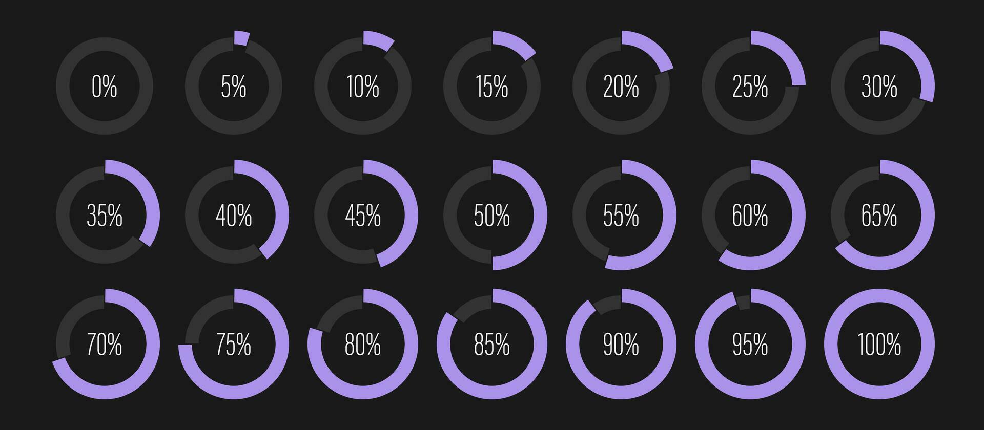 Set of circle percentage diagrams from 0 to 100 ready to use for web ...