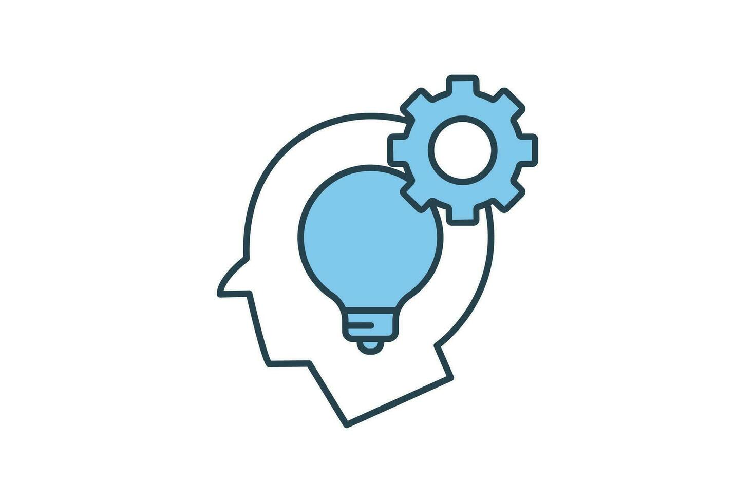 Critical thinking icon. head, bulb and gear icon. suitable for web site design, app, UI, user ...