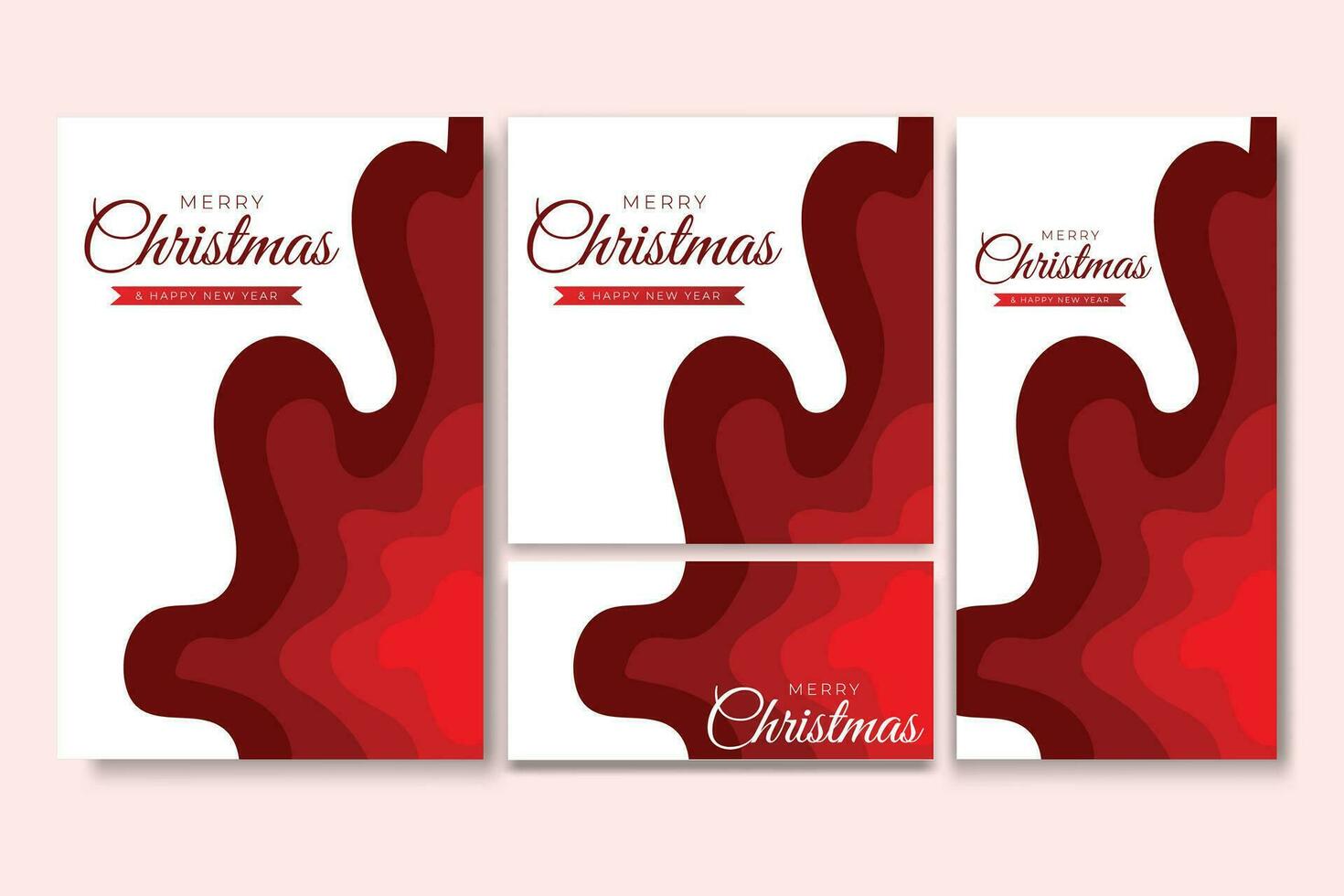 Merry Christmas Flyer and Social Media Bundle Set with Abstract ...