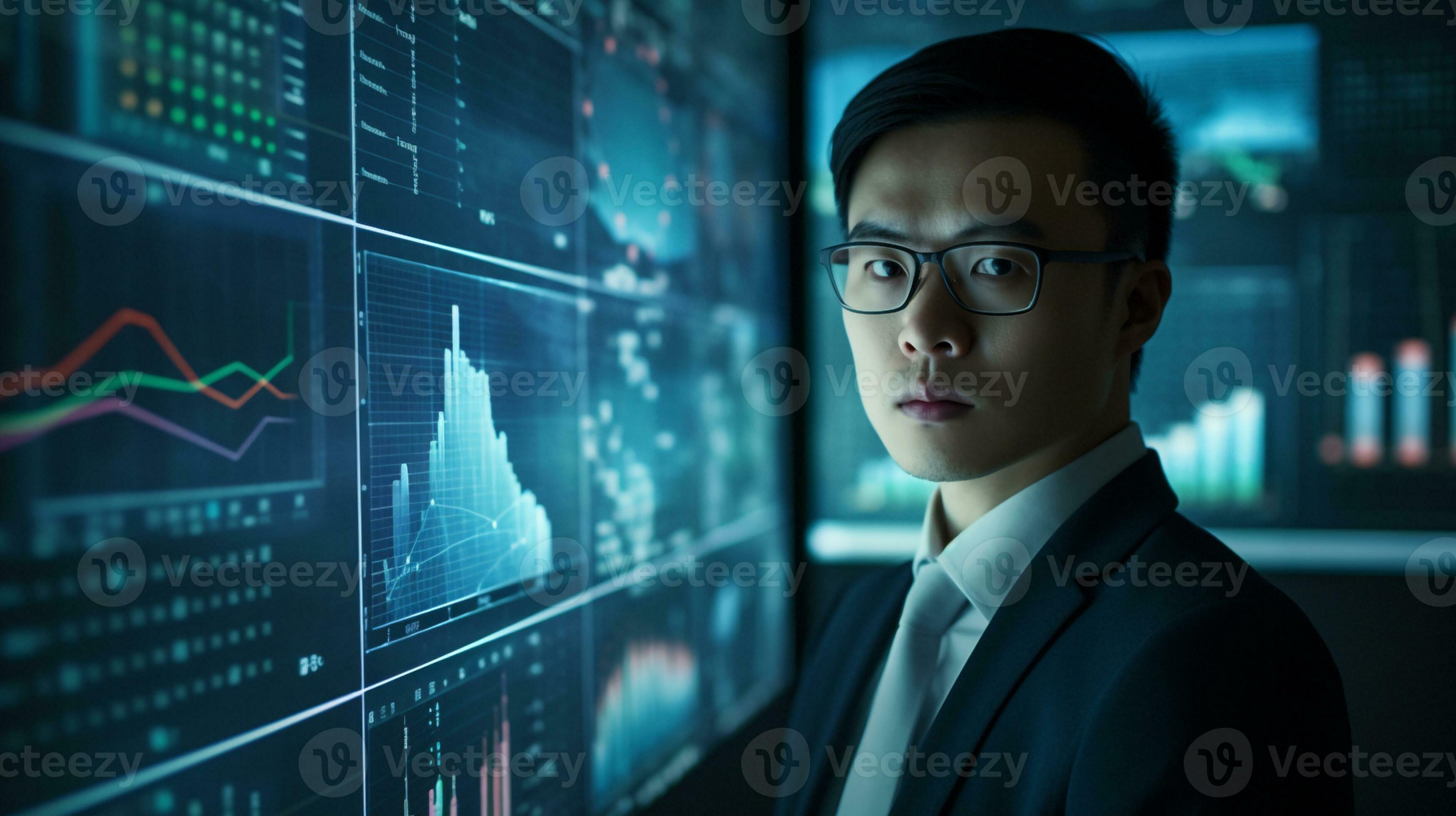 generativo ai. asiático empresario analizando inversión portafolio en ...