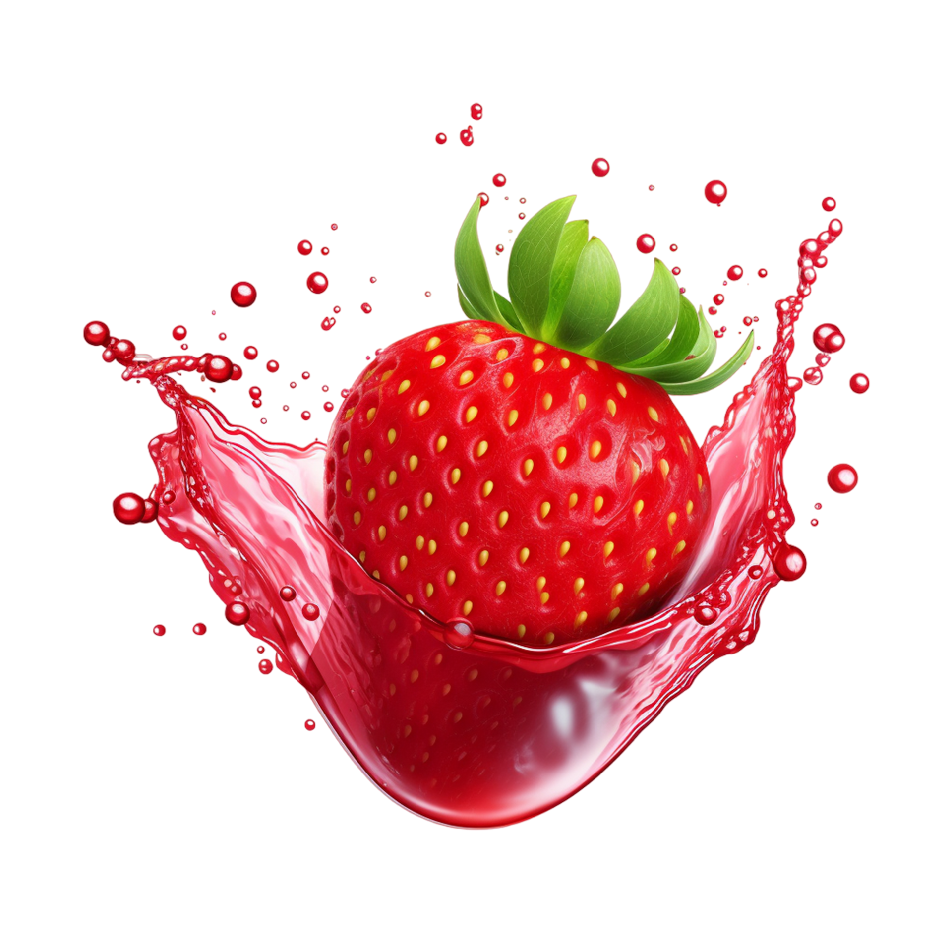Strawberry With Juice Flowing Splash Realistic Ai Generative 29199433 Png