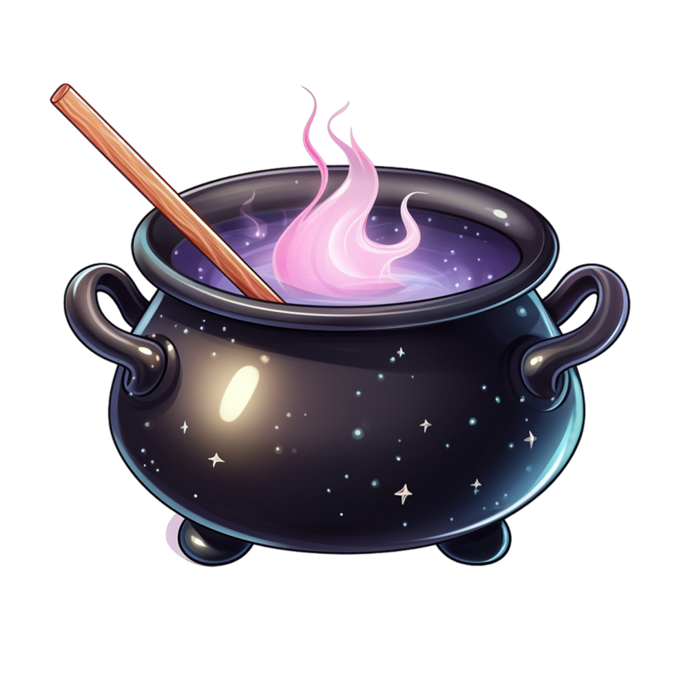 Black Magic Pot and Magic Wand Cartoon Style ai generative 29199448 PNG