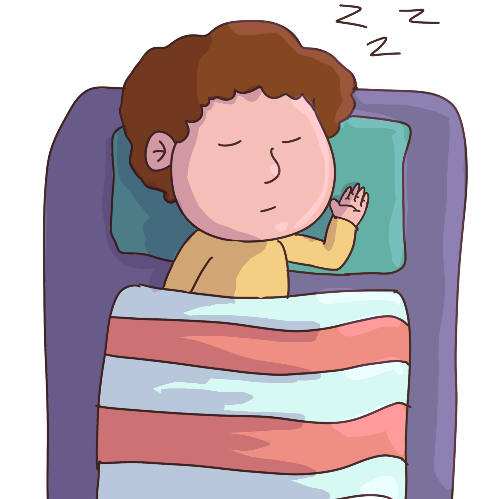 Cartoon Boy Sleeping In Bed With A Pillow And Blanket 29199772 PNG cartoon-boy-sleeping-in-bed-with-a-pillow-and-blanket-29199772-png