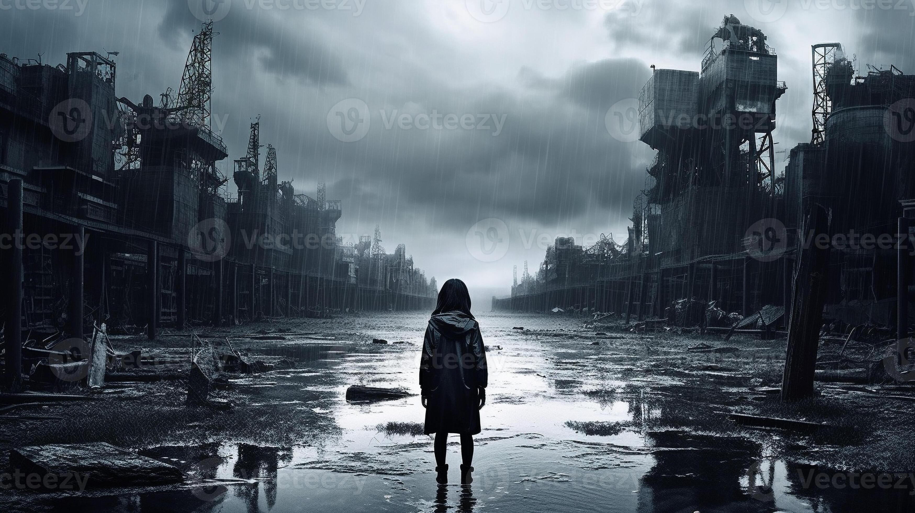 Generative AI, Dystopian future a dark and moody images 29200407 Stock Photo at Vecteezy