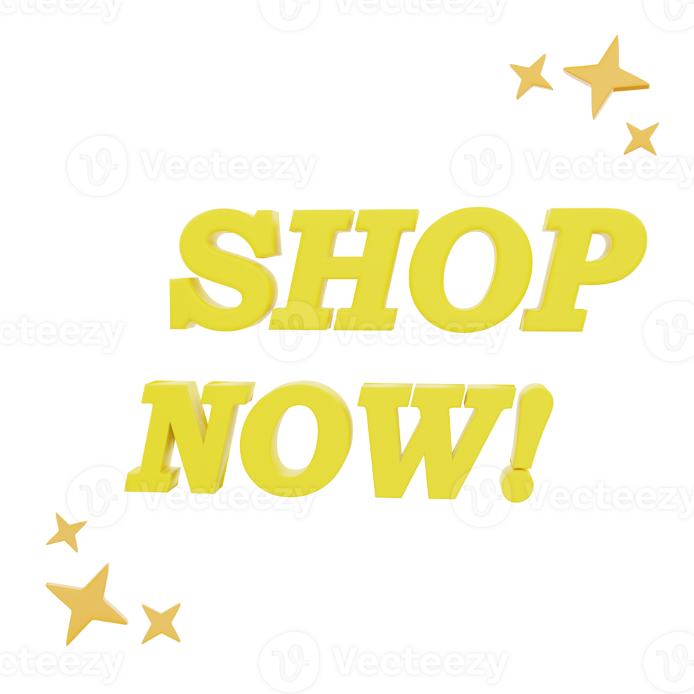 3D Rendering Shop Now with stars Icon Object 29200413 PNG