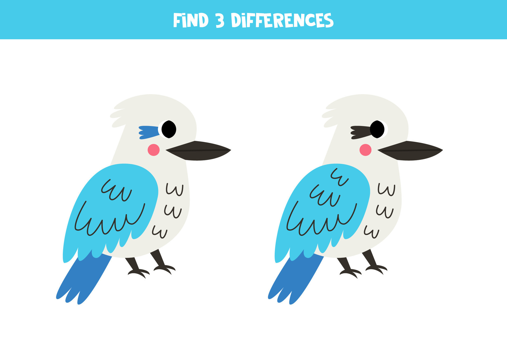Find 3 Differences Between Two Cute Cartoon Kookaburras 29201897 Vector Art At Vecteezy