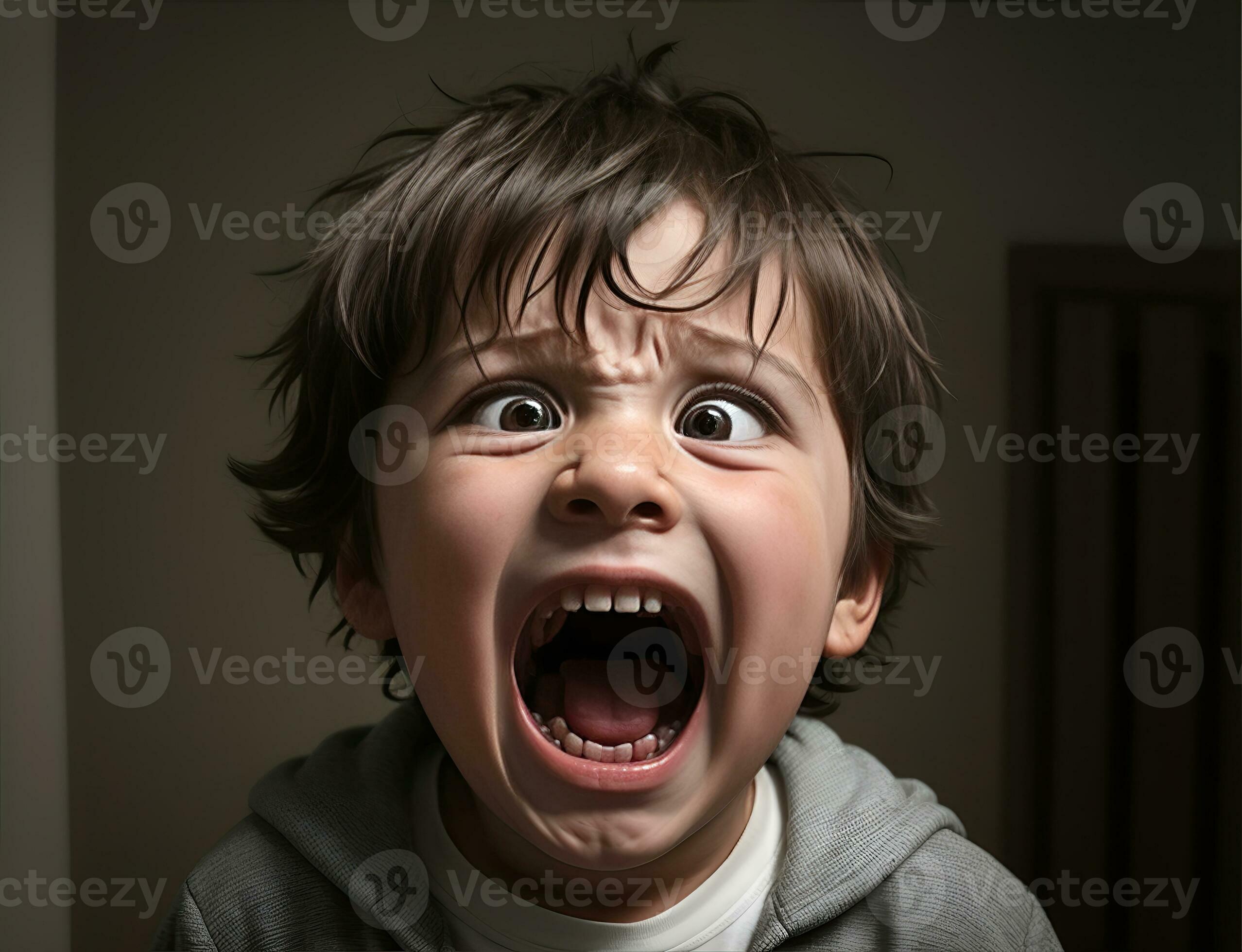Angry kids in agony screaming, closeup. Mental health problems, AI Generative 29208410 Stock ...