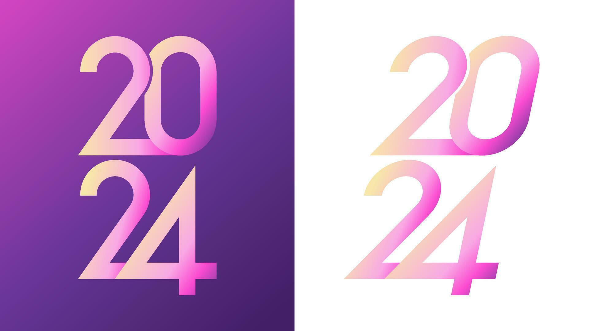 Simple Creative 2024 New Year Number Typography Lettering Title ...