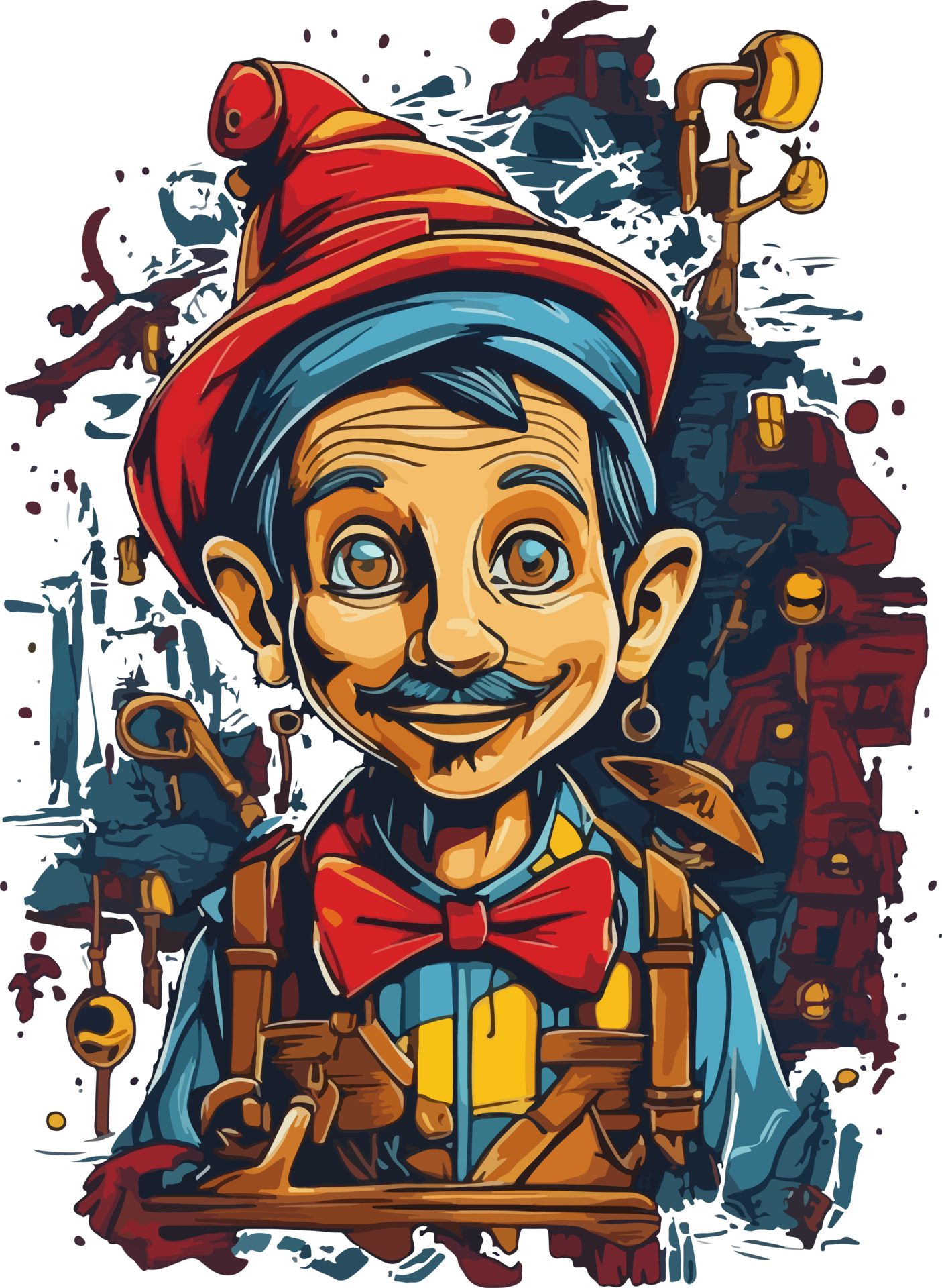Old Pinocchio Digital Art T Shirt Design AI Generative 29214125 PNG Old Pinocchio Digital Art T Shirt Design AI Generative 29214125 PNG