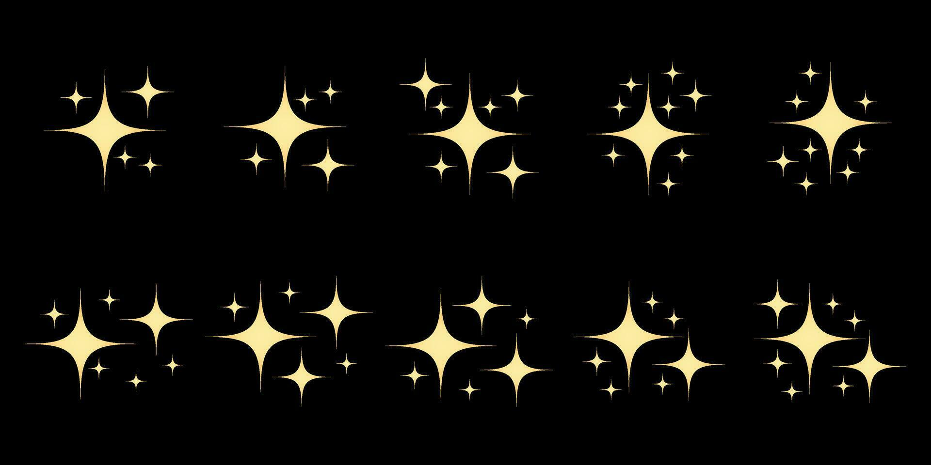 Sparkle star icons. Shine icons. Different gold sparkles icons. Collection of star sparkles ...