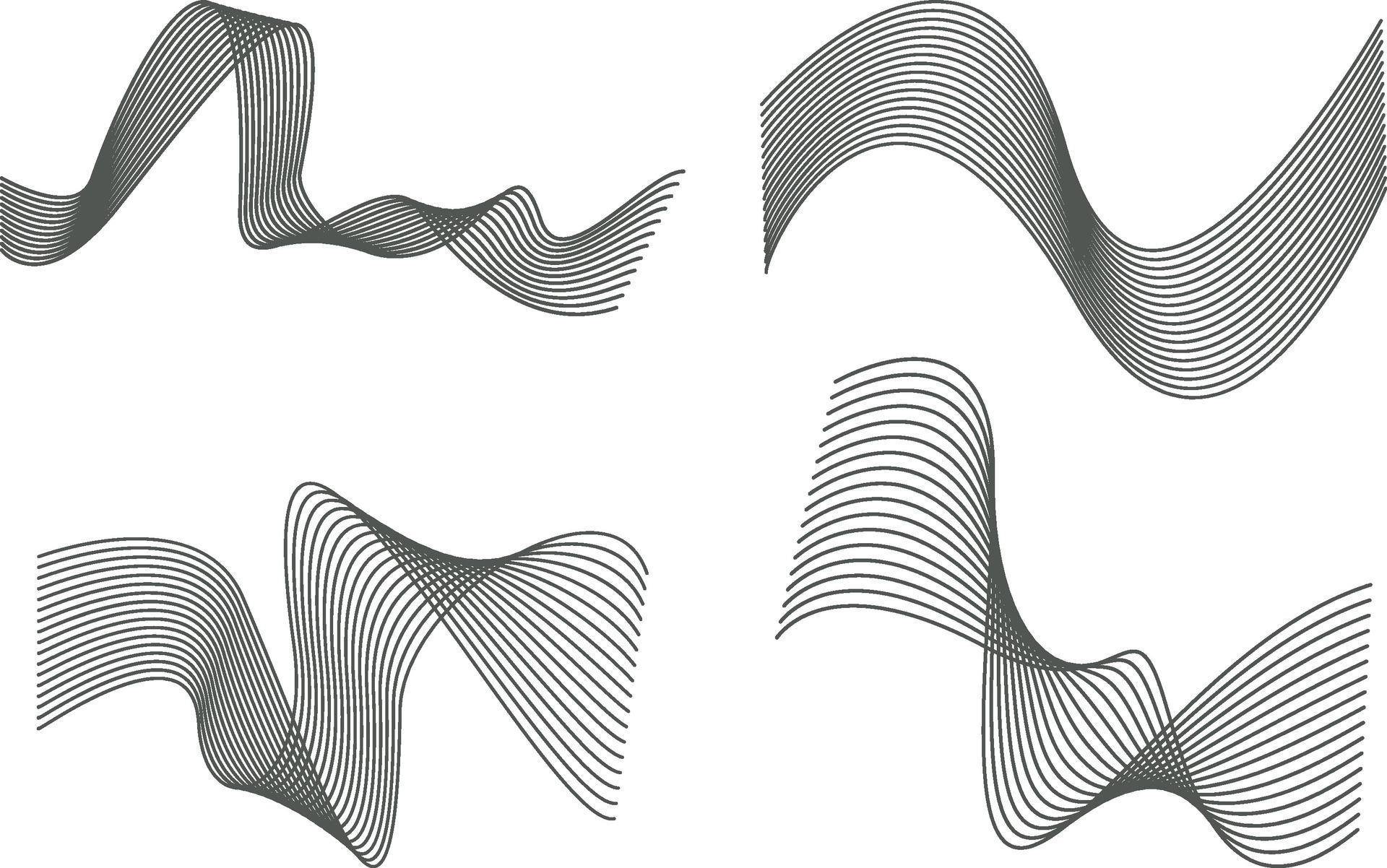 Abstract Wavy Line Set. Isolated on White Background. Vector ...