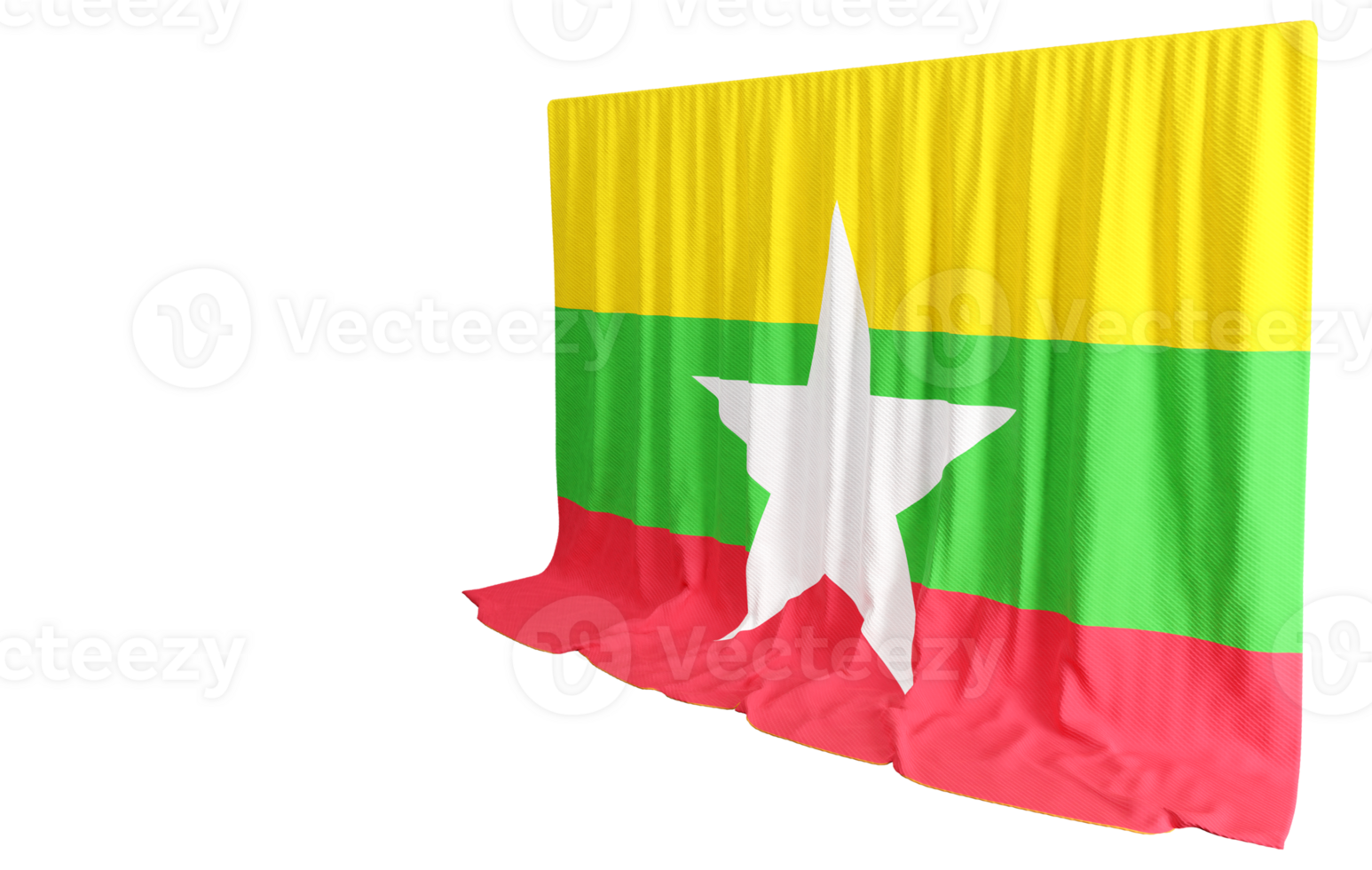 Myanmar Flag Curtain In 3d Rendering Called Flag Of Myanmar 29227385 Png
