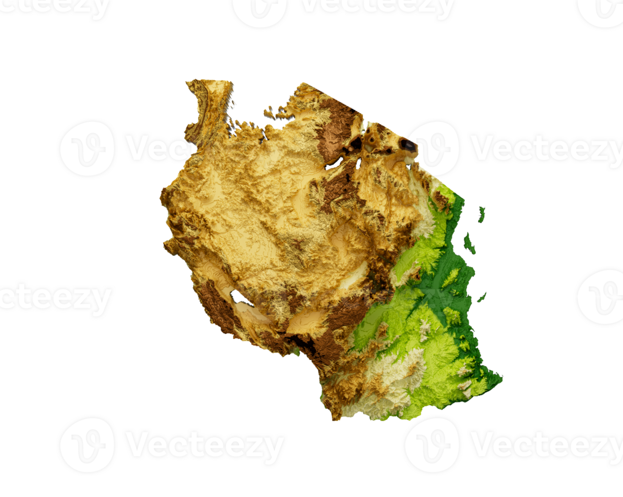 Tanzania Map Shaded Relief Color Height Map 3d Illustration 29227722 Png