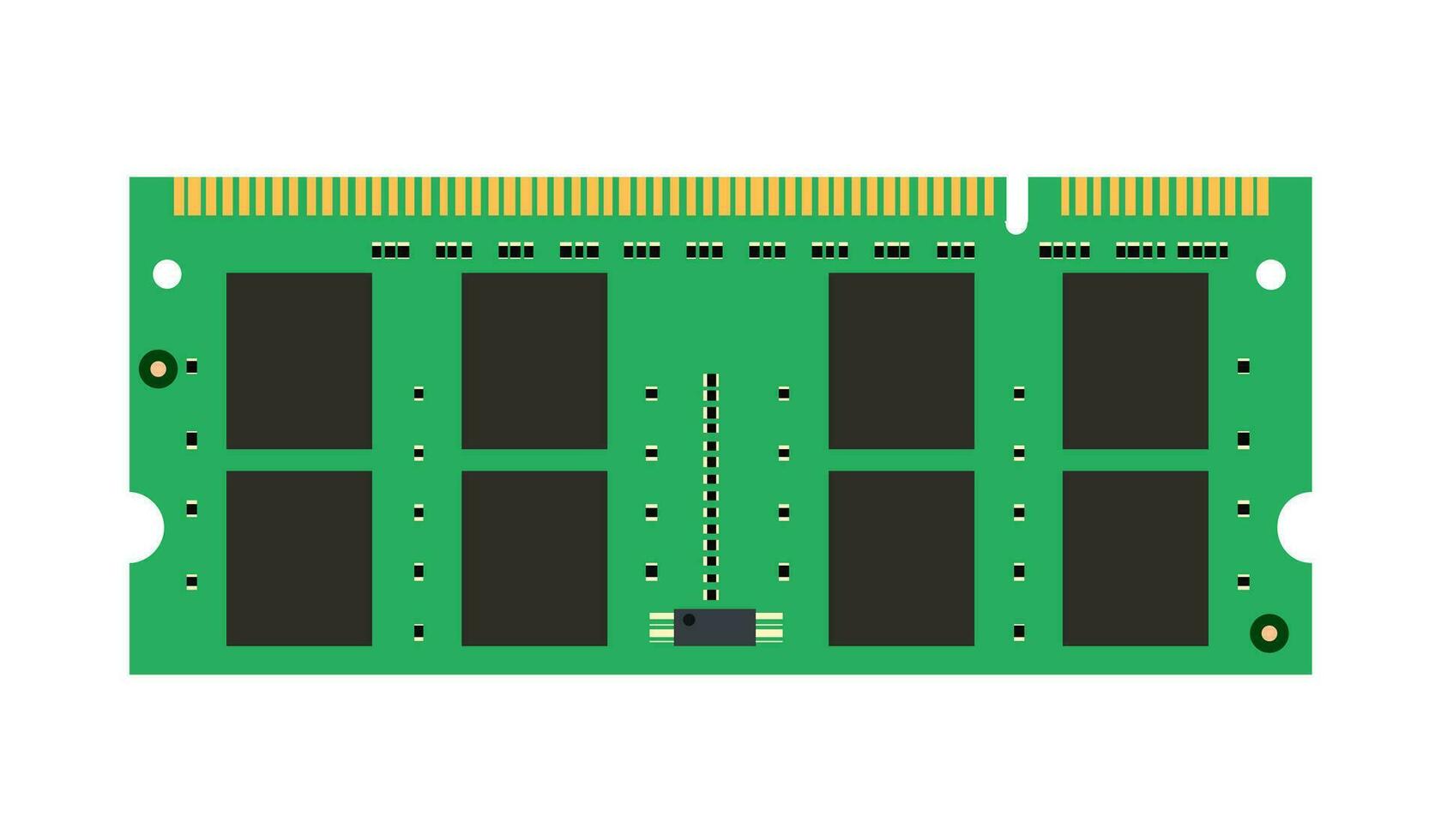 Computer Memory Module Isolated On White Background Ram Or Random Access Memory Flat Style