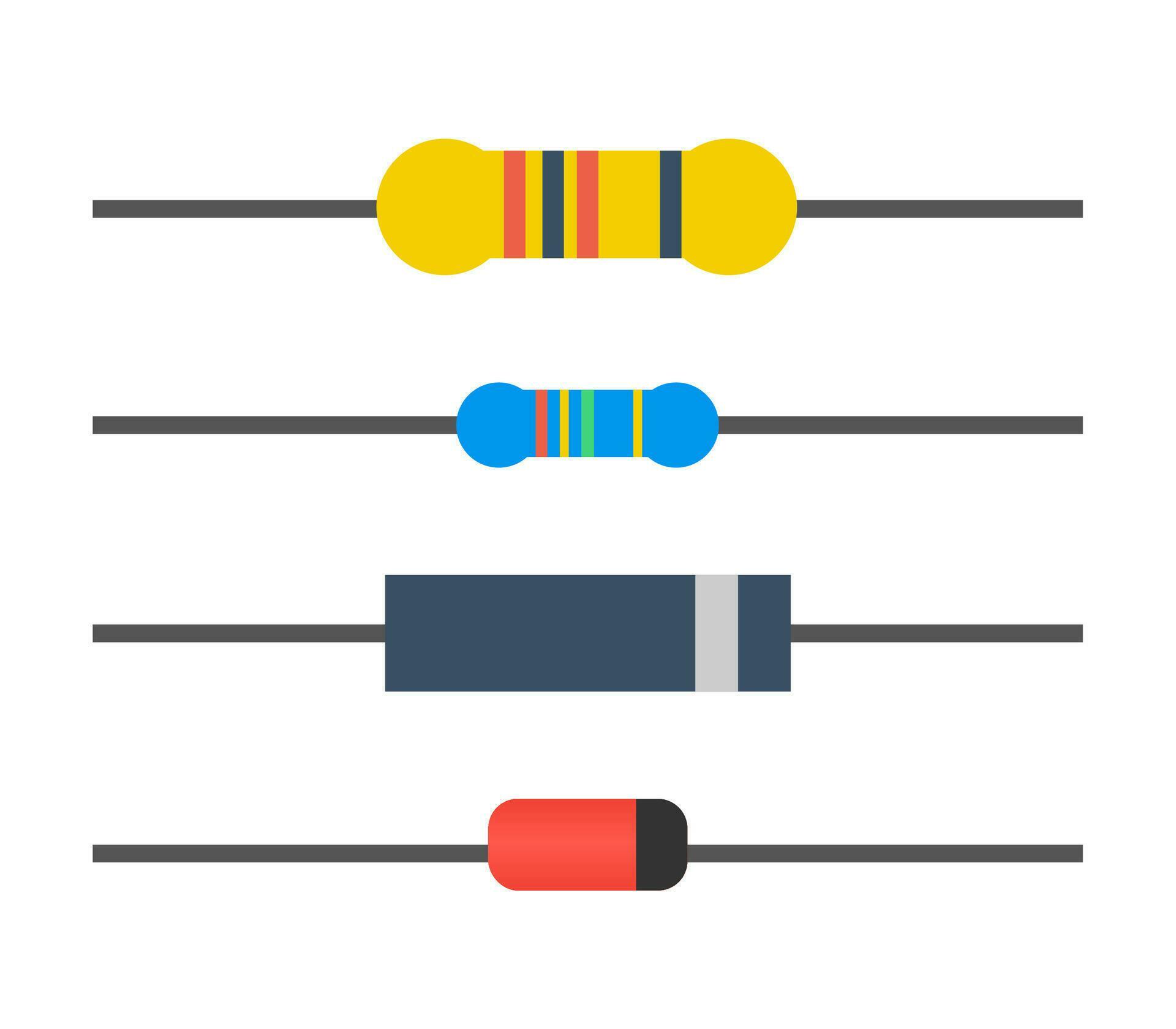 Electric components icon set. Flat illustration of resistors and diodes ...