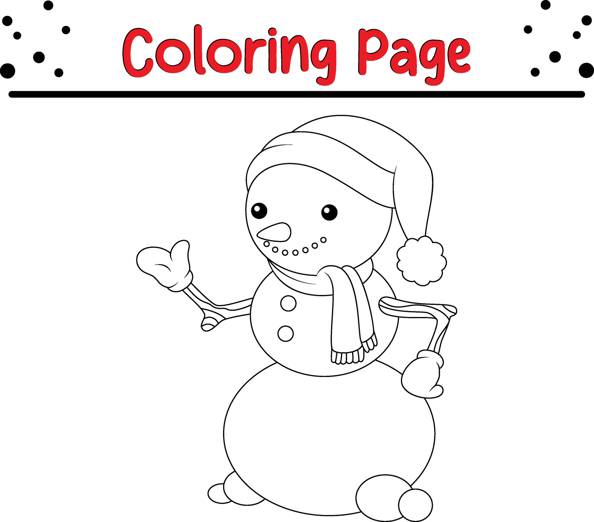 Happy Christmas Snowman coloring page for kids 29228452 Vector Art at ...