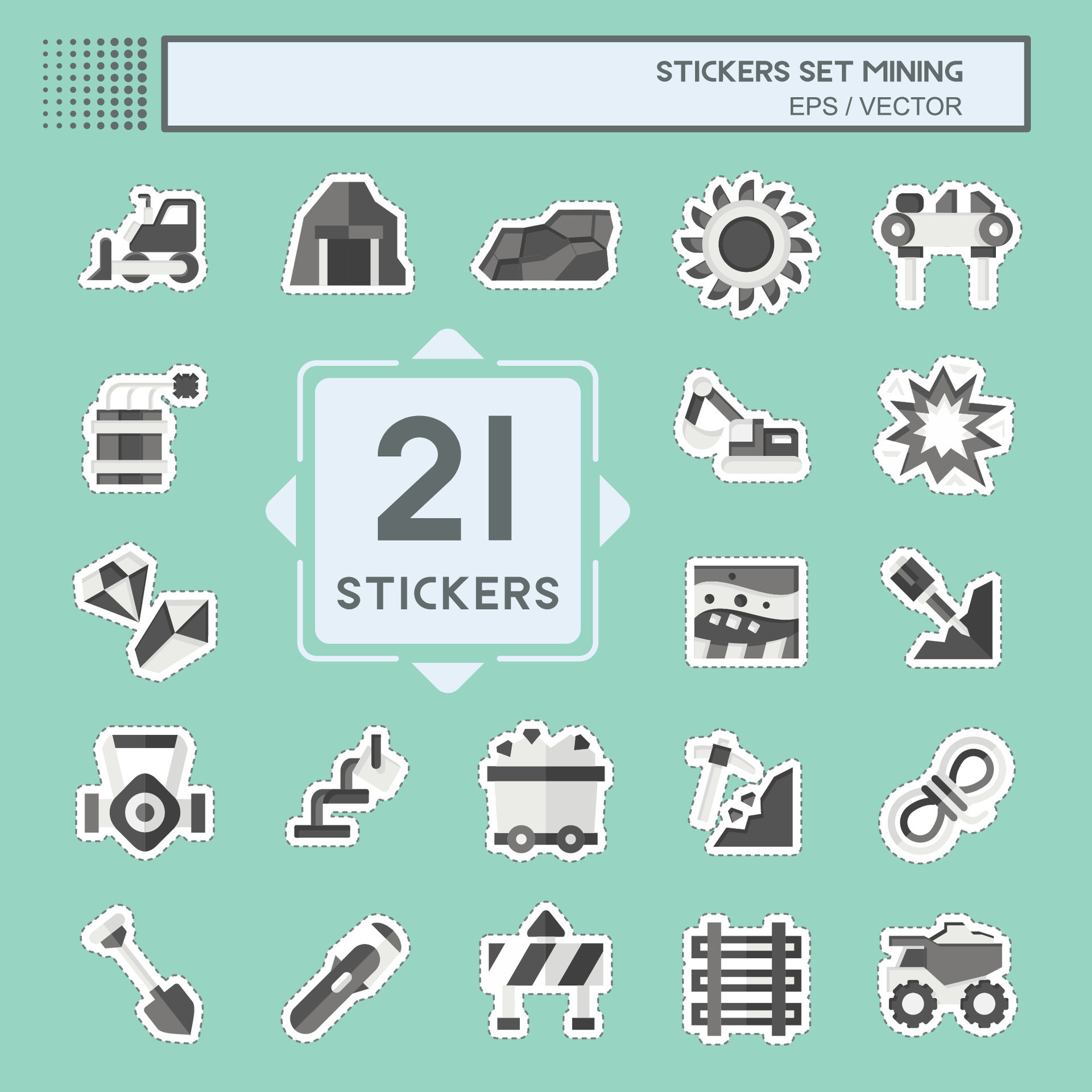 Sticker Line Cut Set Mining Related To Industry Symbol Simple Design Editable Simple