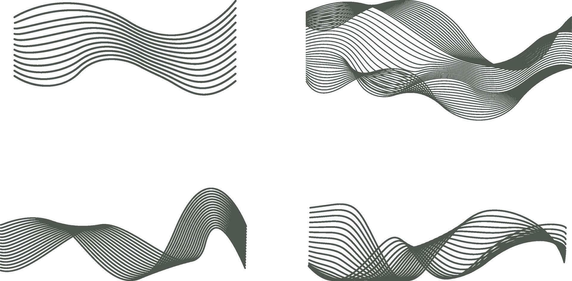 Abstract Wavy Line Set. Isolated on White Background. Vector Illustration 29236386 Vector Art at ...