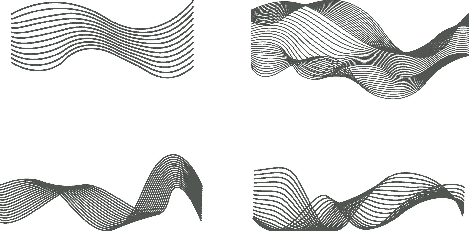 Abstract Wavy Line Set Isolated On White Background Vector