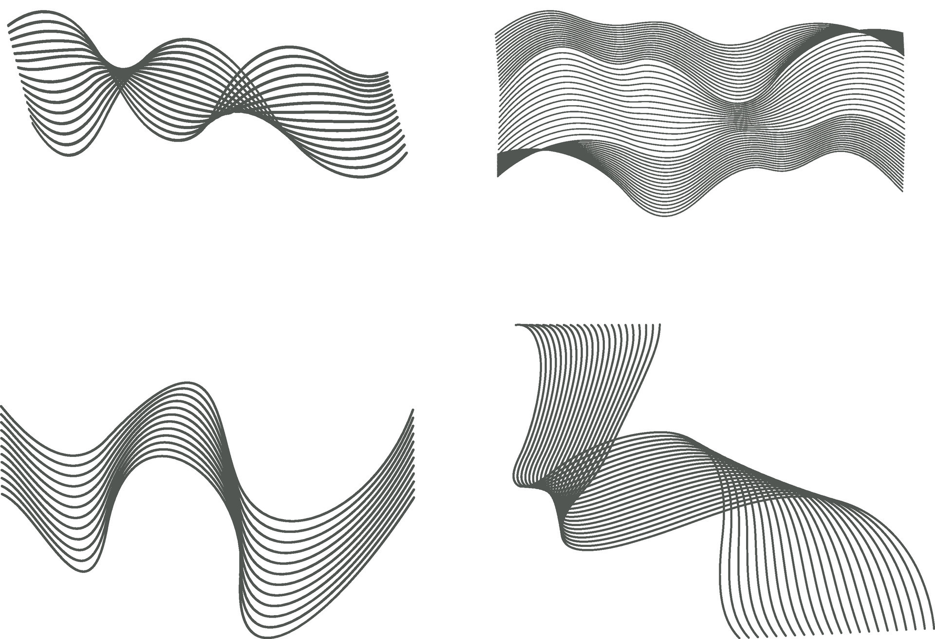 Abstract Wavy Line Set. Isolated on White Background. Vector ...