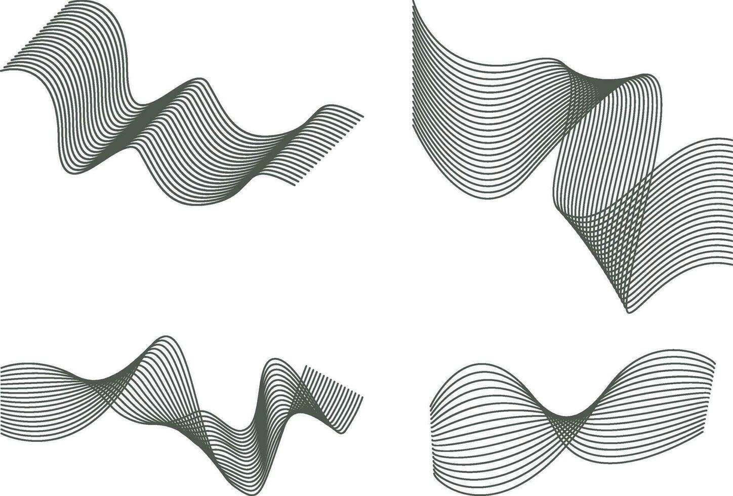 Abstract Wavy Line Set. Isolated on White Background. Vector ...