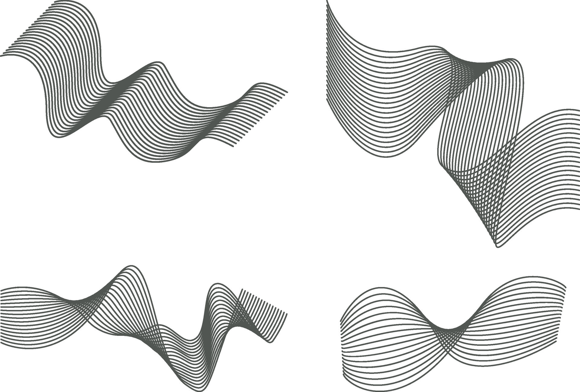 Abstract Wavy Line Set. Isolated on White Background. Vector ...