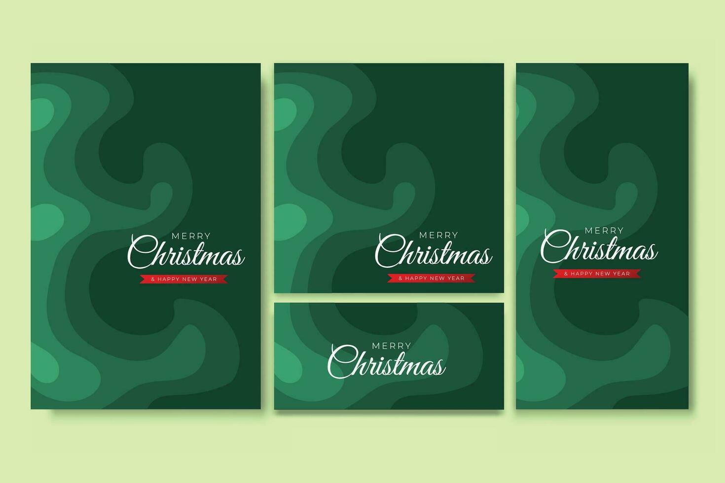 Merry Christmas Flyer and Social Media Bundle Set with Abstract ...