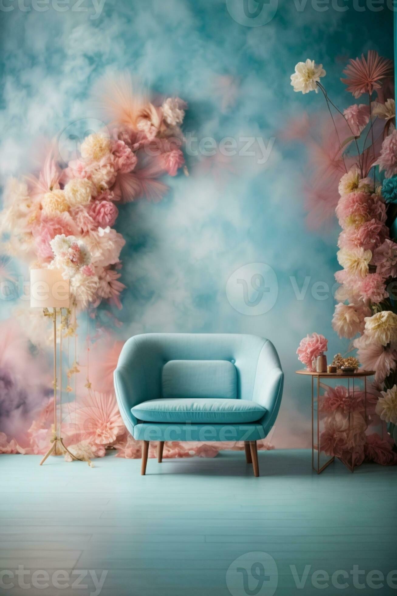 blur abstract soft blue studio and wall background. AI generated ...