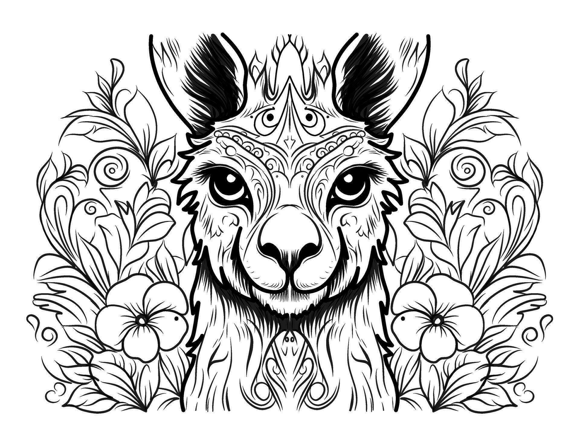 Llama coloring page in zentagle style. Coloring book for adults ...