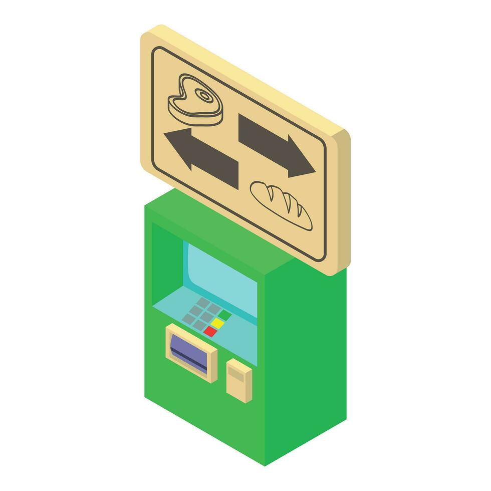 Bank atm icon isometric vector. Arrow pointer and modern green atm machine icon 29256624 Vector ...