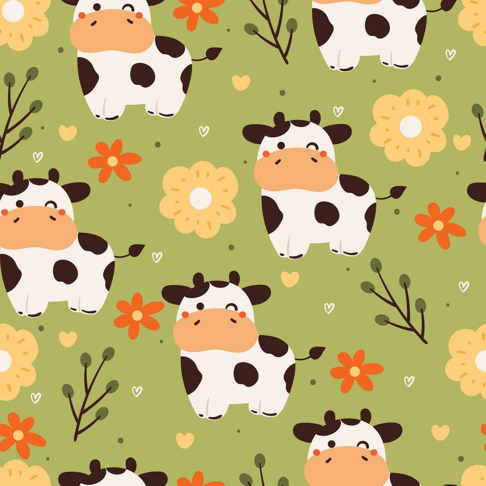 seamless pattern cartoon cow. cute animal wallpaper for textile, gift ...
