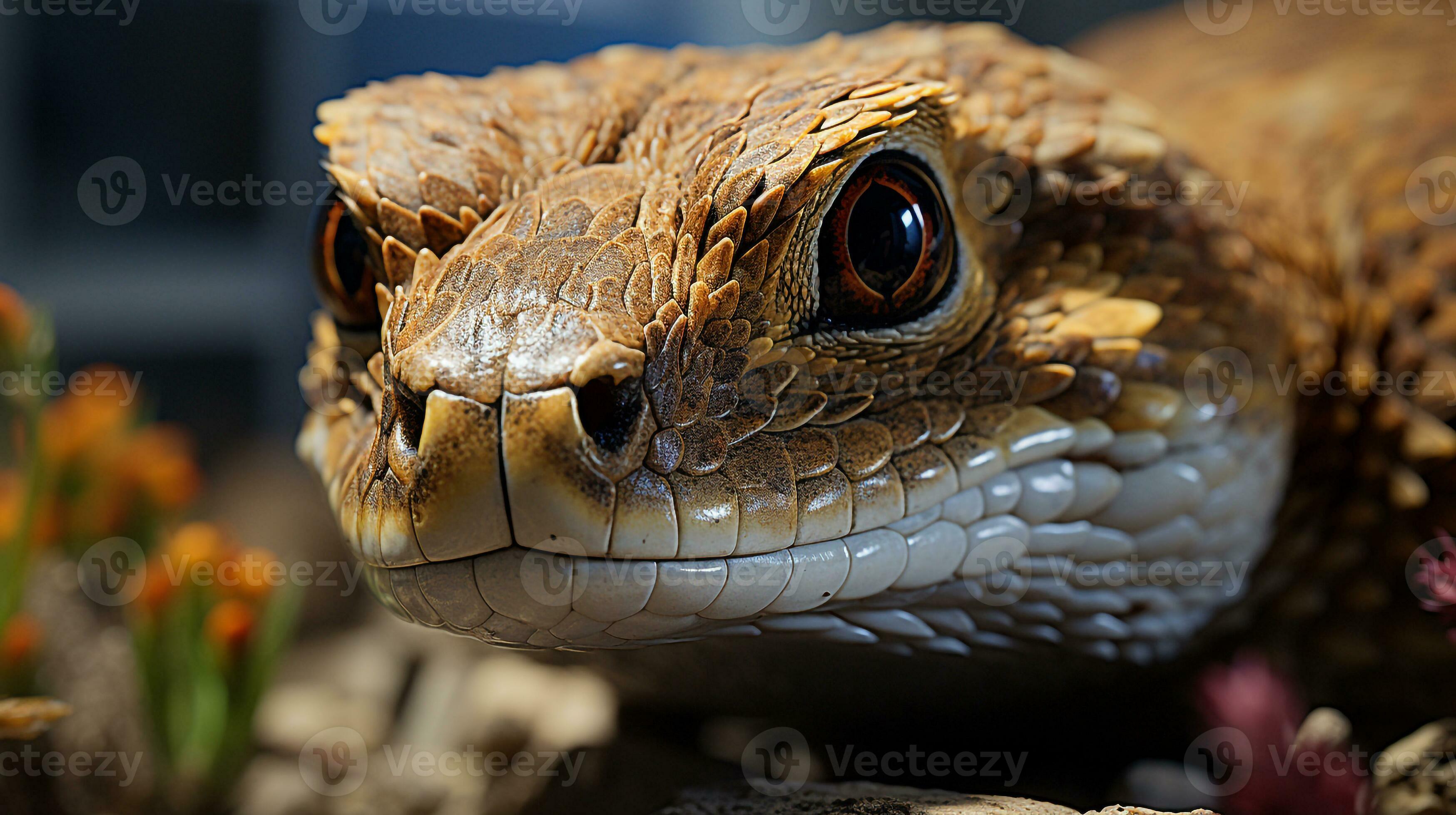 Close-up photo of a Sidewinder Rattlesnake looking any direction in the Desert. Generative AI ...