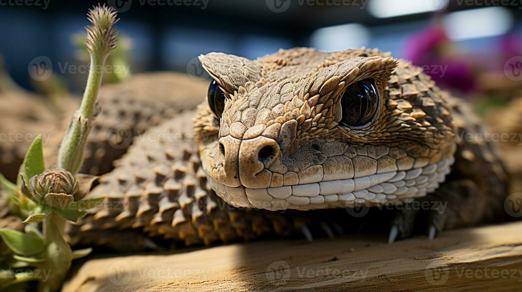 Close-up photo of a Sidewinder Rattlesnake looking any direction in the Desert. Generative AI ...