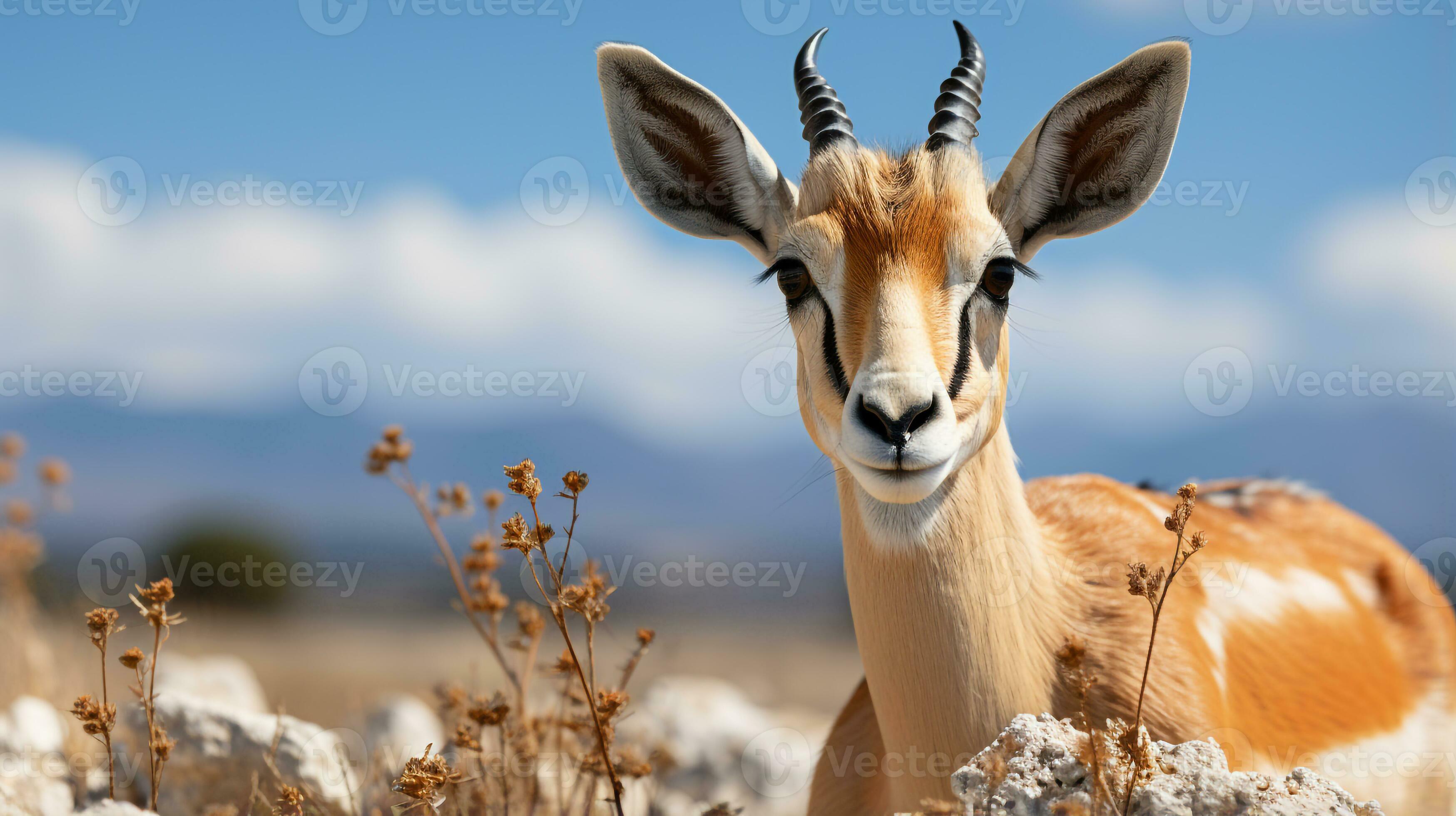 Close-up photo of a Sand Gazelle looking any direction in the Desert. Generative AI 29261072 ...