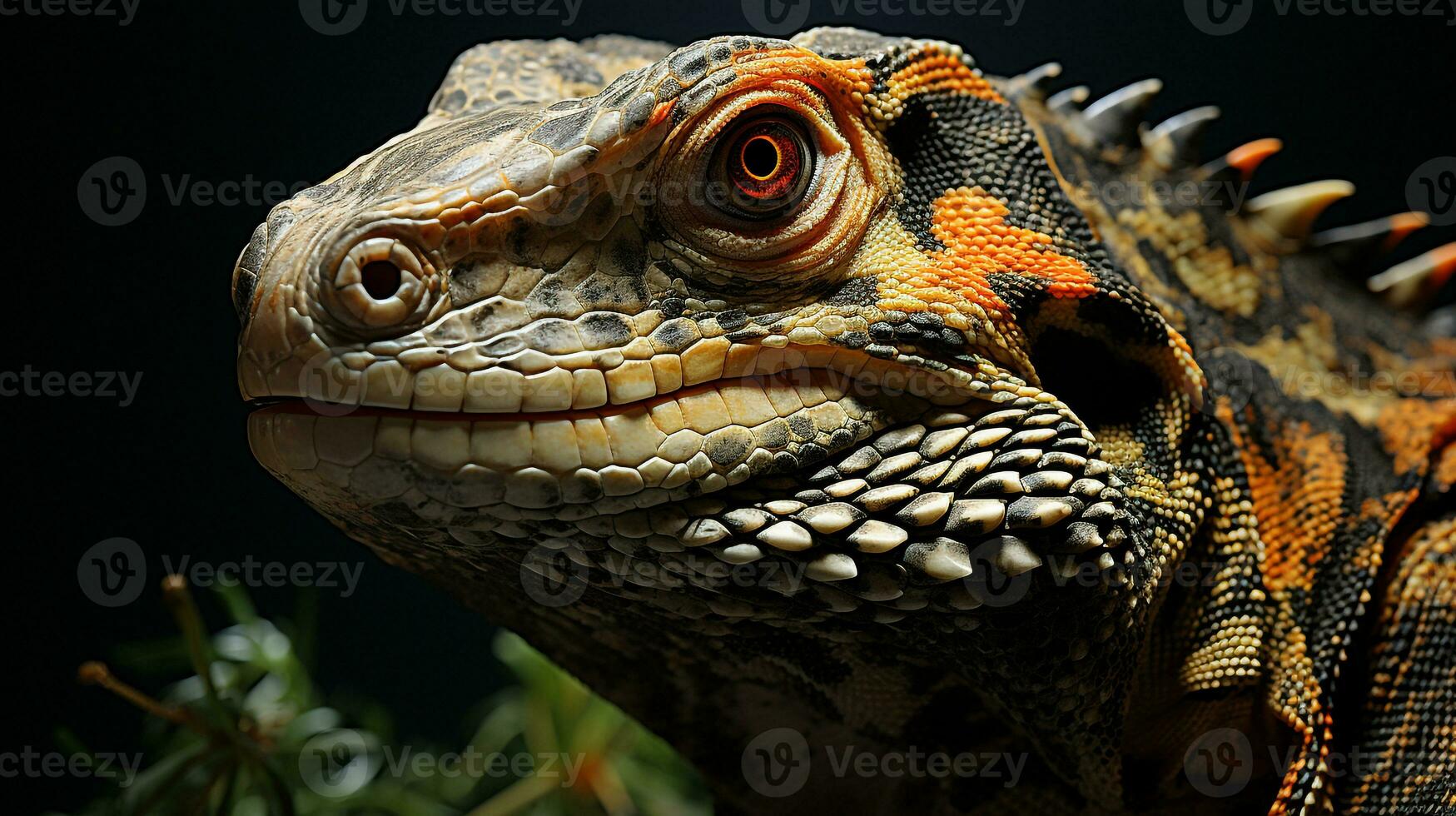 Close-up photo of a Monitor Lizard looking in their habitat. Generative AI 29261663 Stock Photo ...