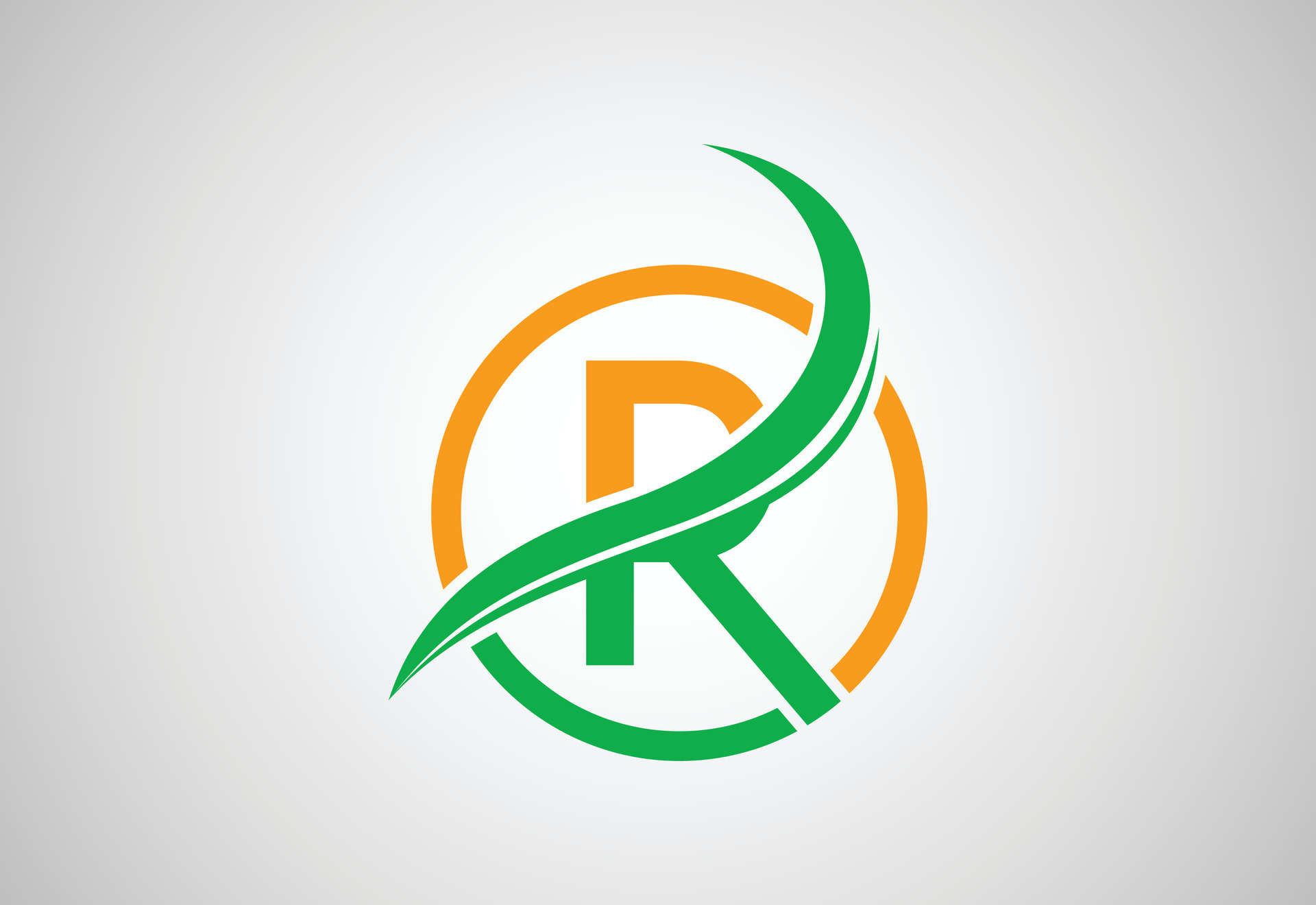 Alphabets Initial R Letter Logo With Creative Swoosh Vector Design