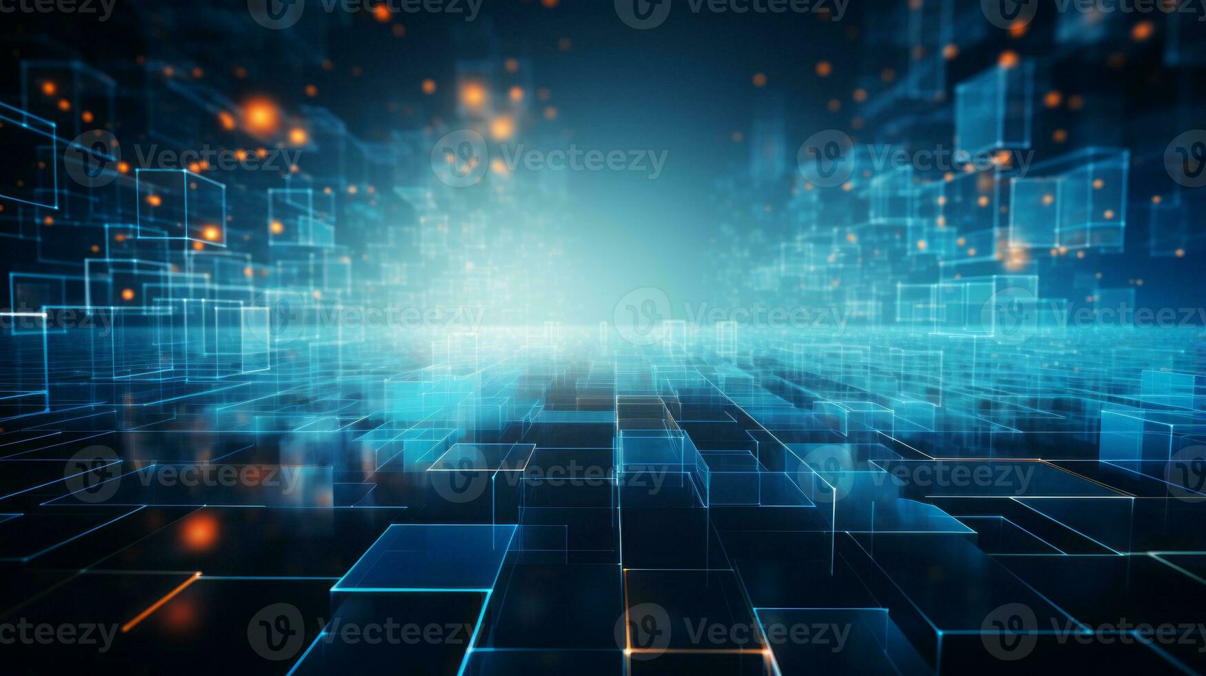 Blue abstract background with cubes and lights. Generative AI 29265924 ...