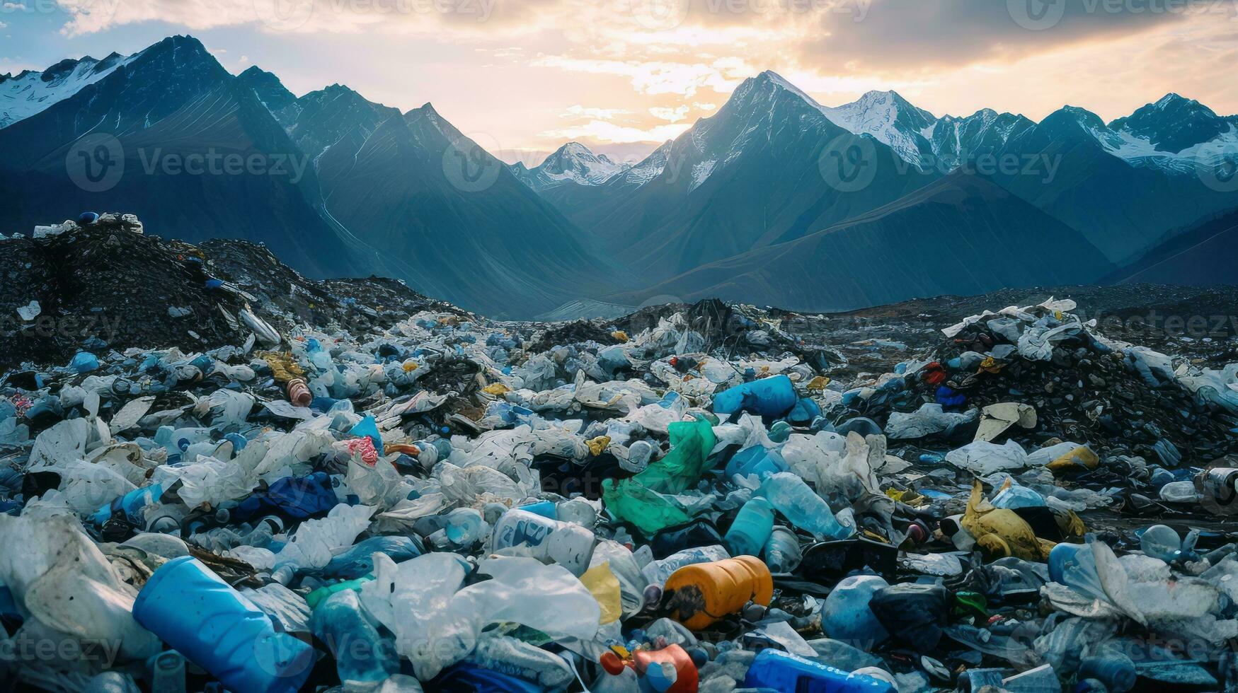 Landfill site with mountains of plastic waste. Generative AI 29267963 Stock Photo at Vecteezy