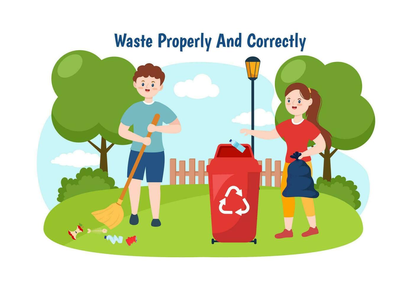 Waste Properly And Correctly Vector Illustration with Demonstration of Correct Garbage Sorting ...