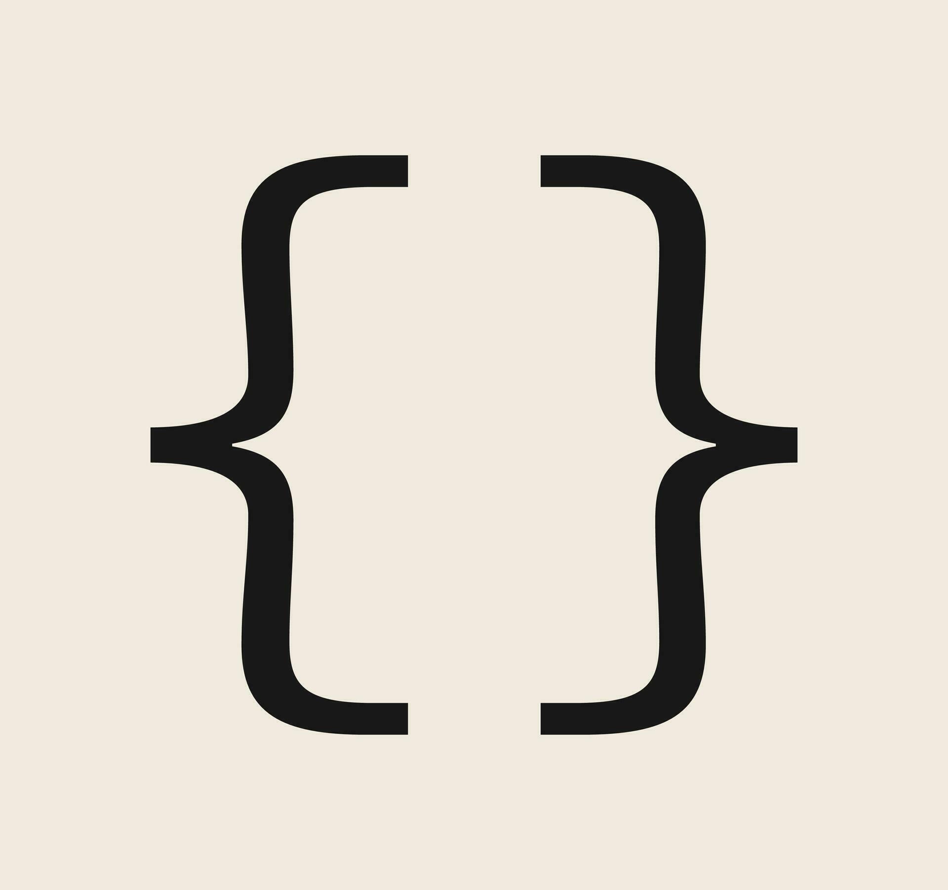 Curly braces symbol and dobule braces, symmetric sign for text quote ...