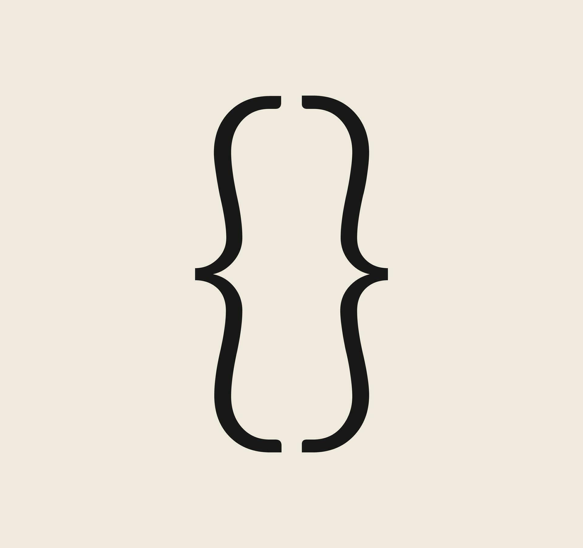 Curly braces symbol and dobule braces, symmetric sign for text quote ...