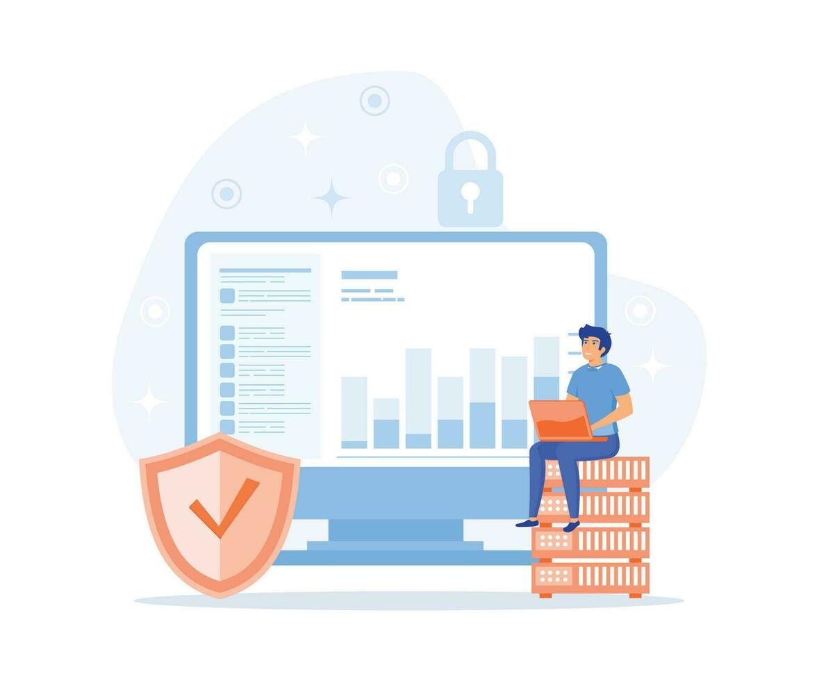 Database Security Phishing Hacker Attack Concept Hackers Stealing Personal Data Flat Vector