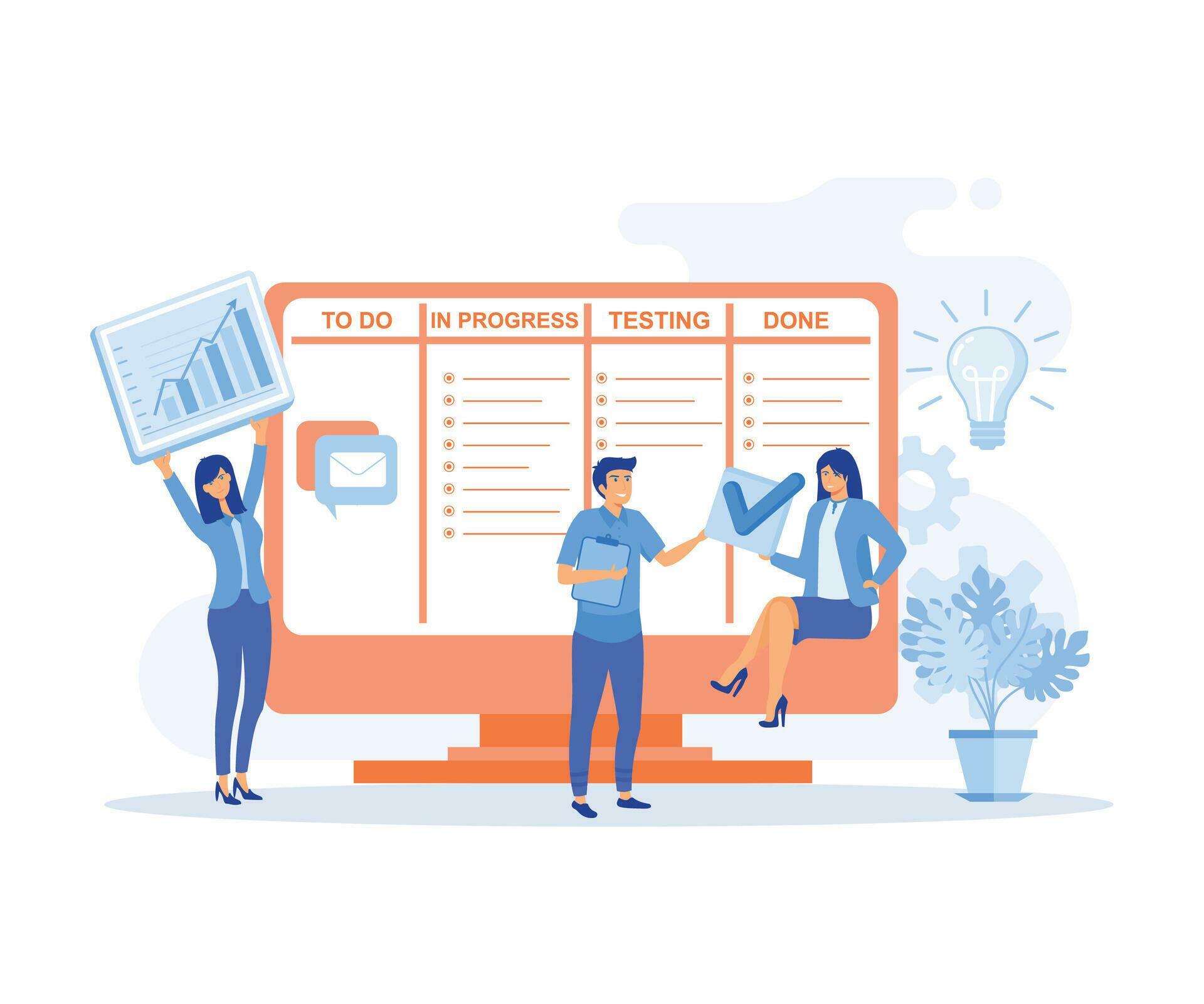 Work flow organization. Office work and time management. teamwork ...