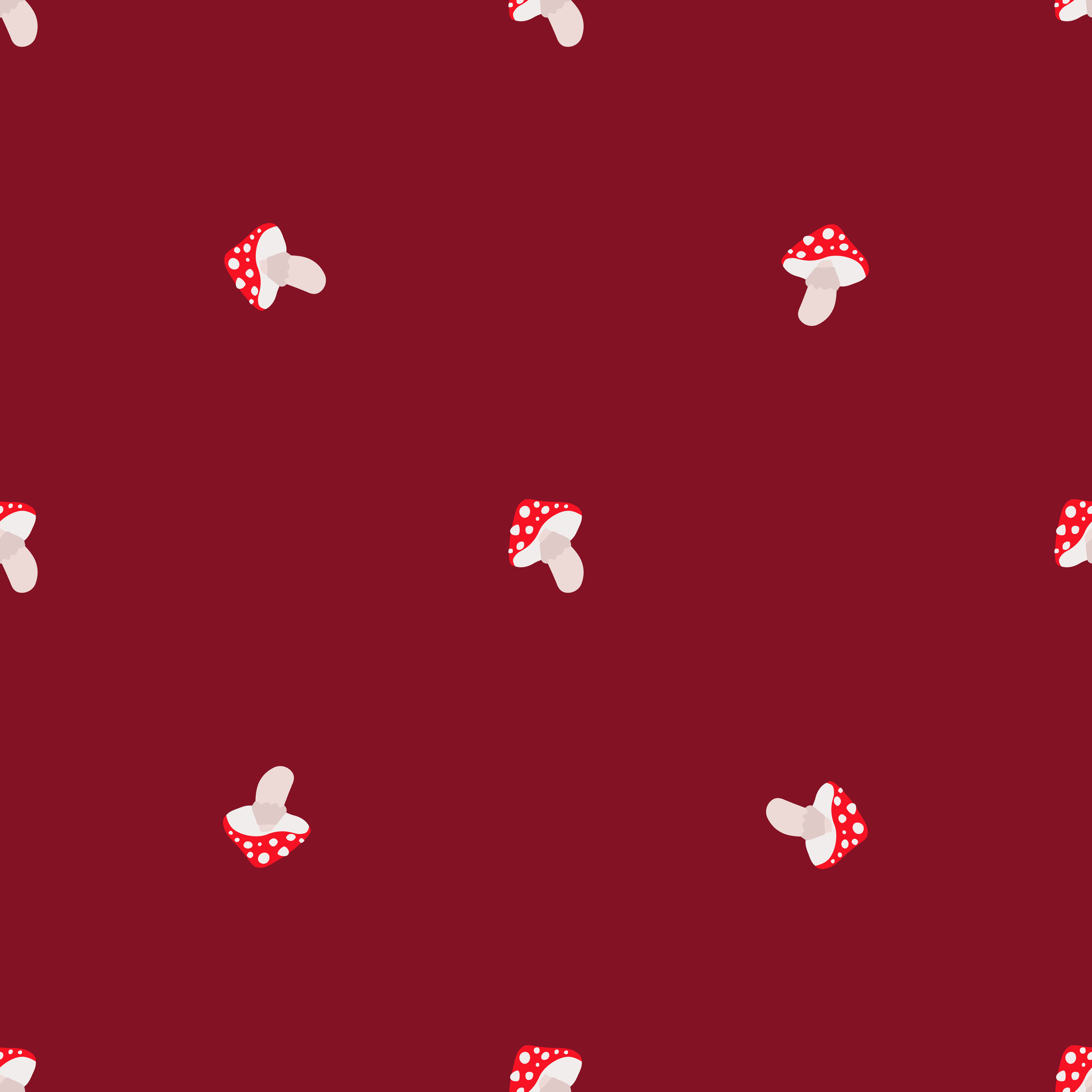 Amanita Mushroom Seamless Pattern Fly Agaric Muscaria Silhouettes