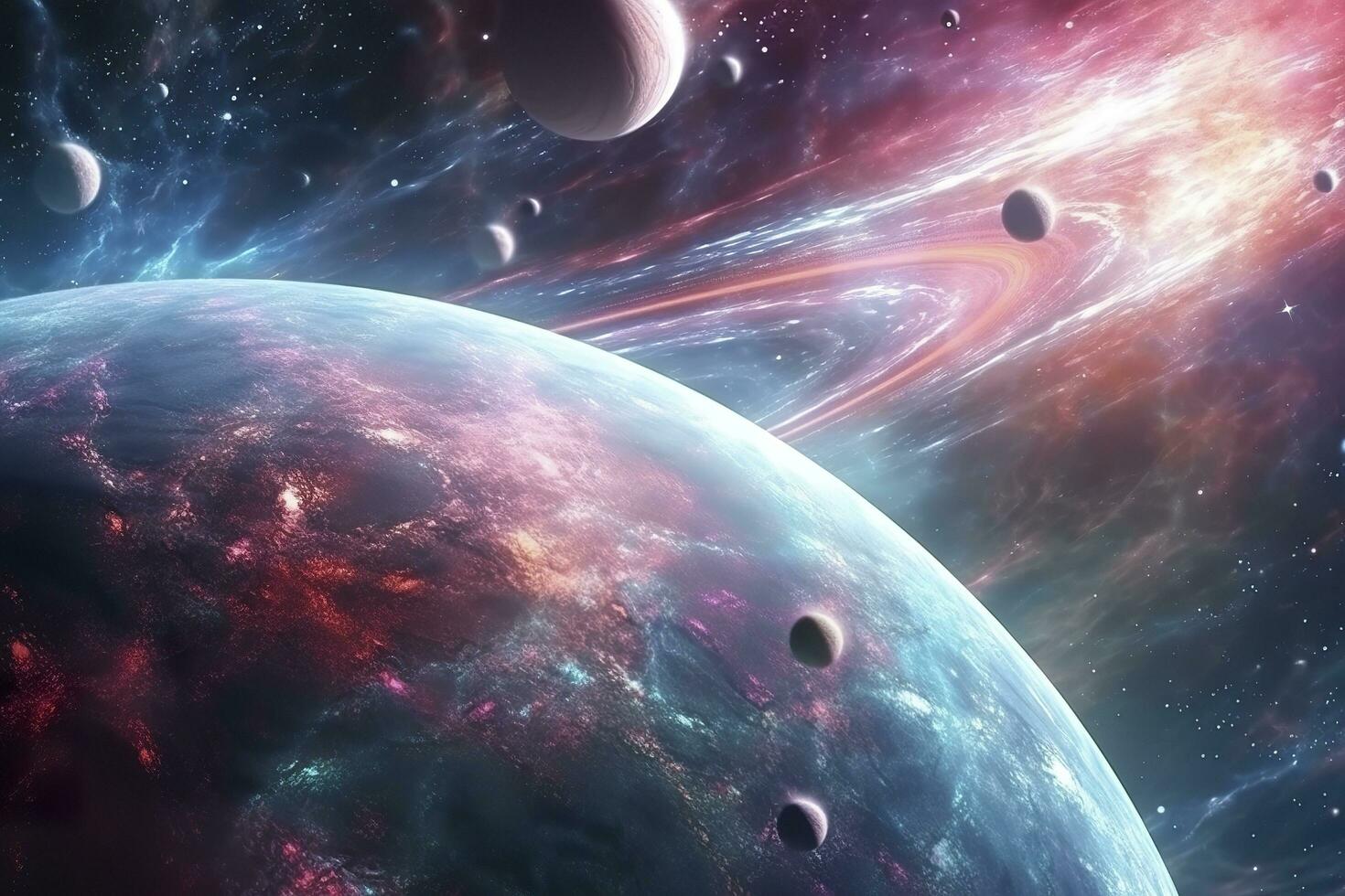 Our 3d Solar system with planets in orbits path. AI Generative 29282699 ...